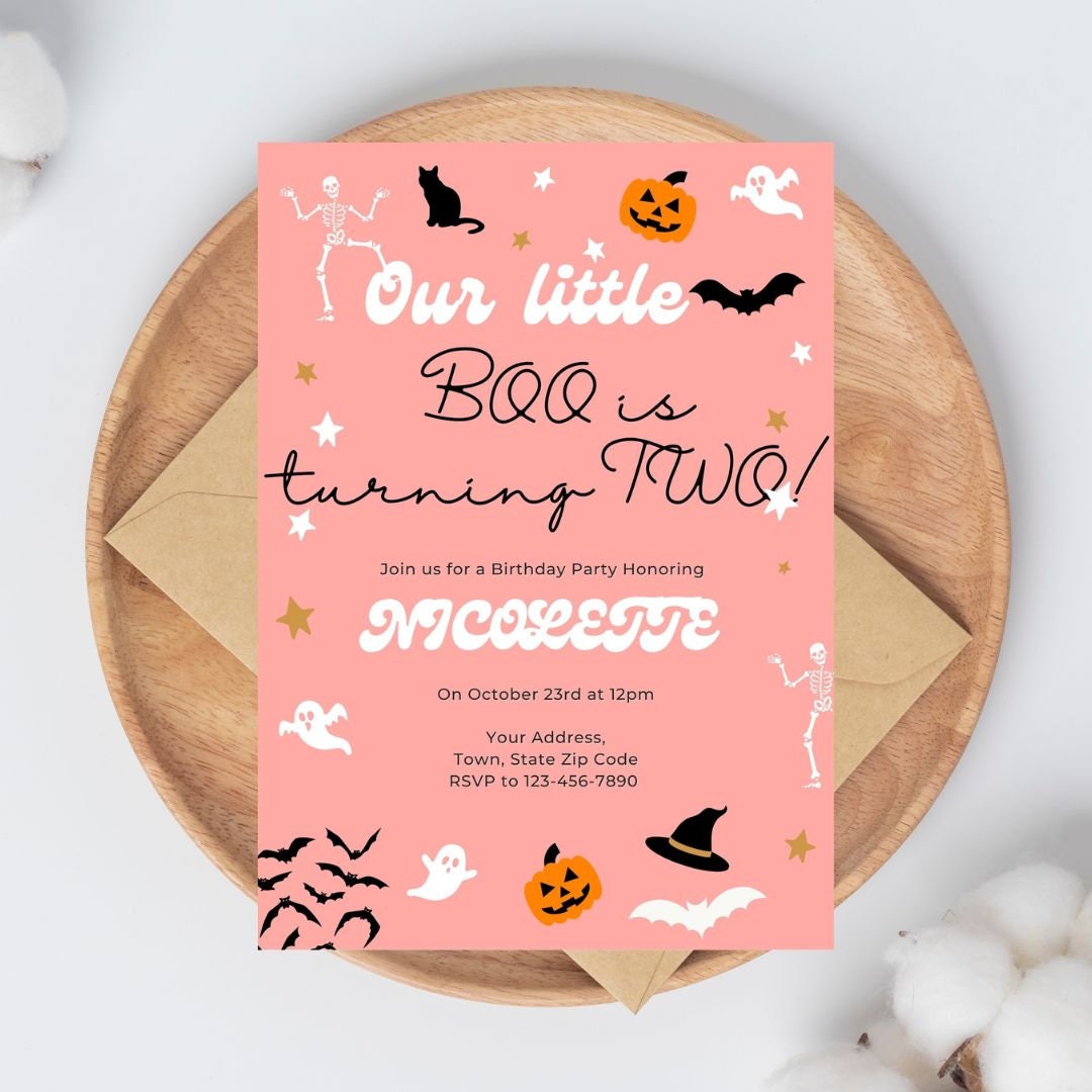 Editable Our Little Boo is Turning Two (number Editable) Halloween ...