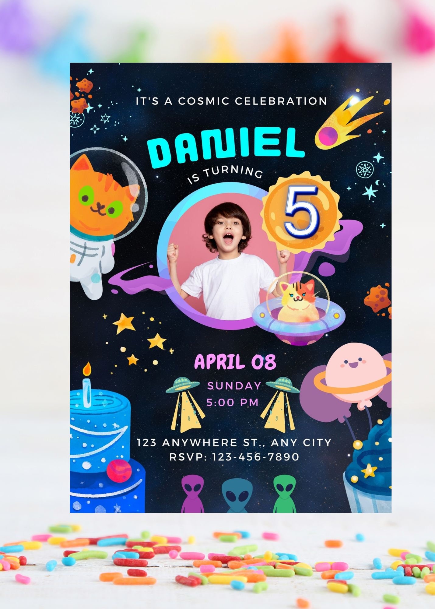 Outer Space Birthday Invitation, Planets Invite, Outer Space Invitation ...