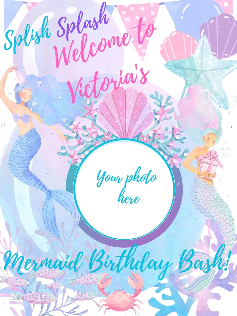 Mermaid Welcome Sign Template, Editable Poster, Welcome Poster Template ...