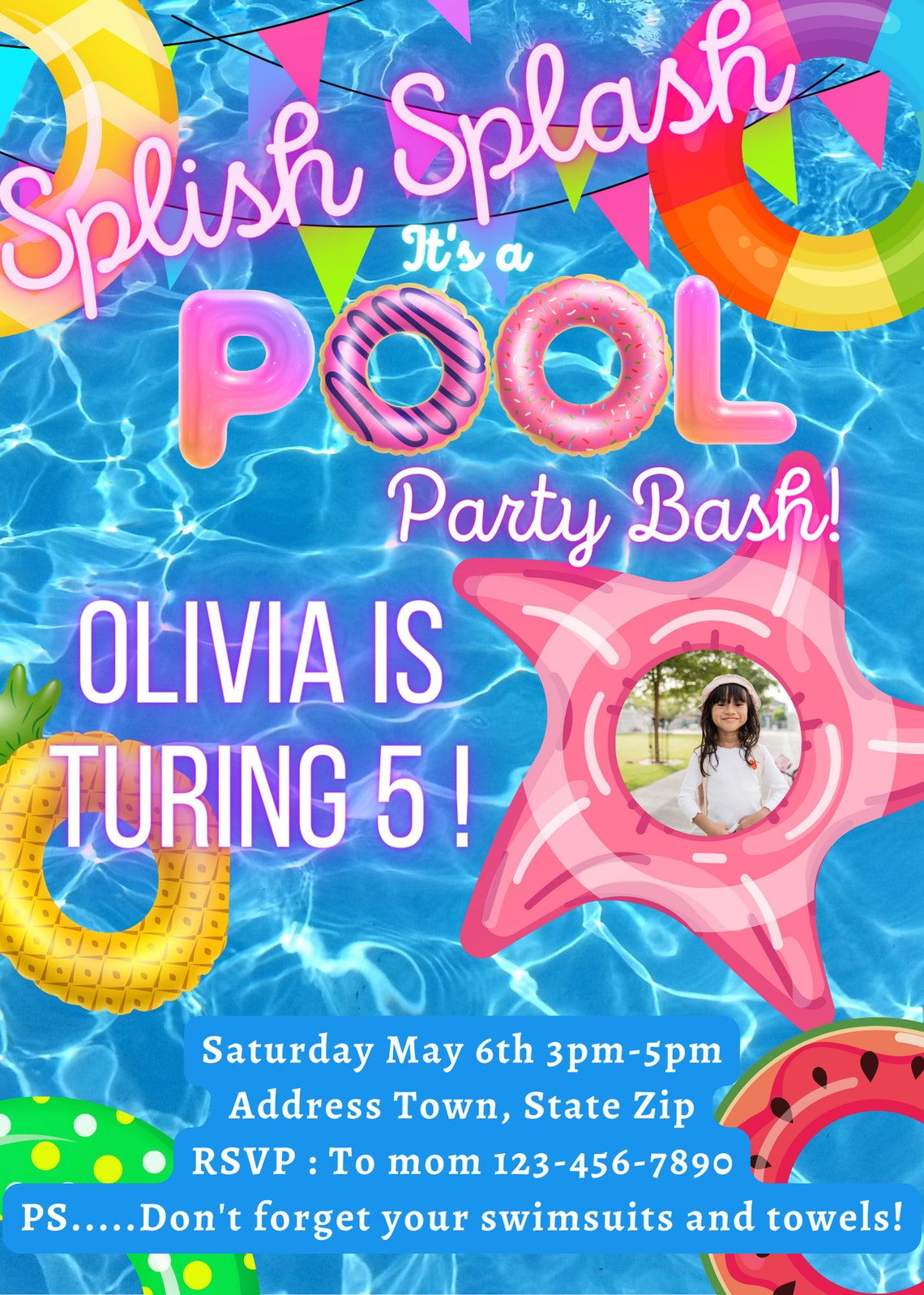 Editable Splish Splash Pool Party Invitation Template | Pool Party ...