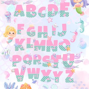Mermaid Alphabet Poster in PDF Digital File - Etsy