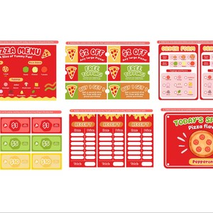 26 Pages - Pizza Shop Pretend Play Set - Kids Dramatic Play Restaurant ...