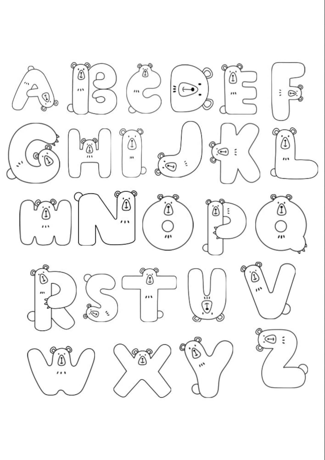Black and White Alphabet Poster Size A3 for Decorate Kids Room or Class ...