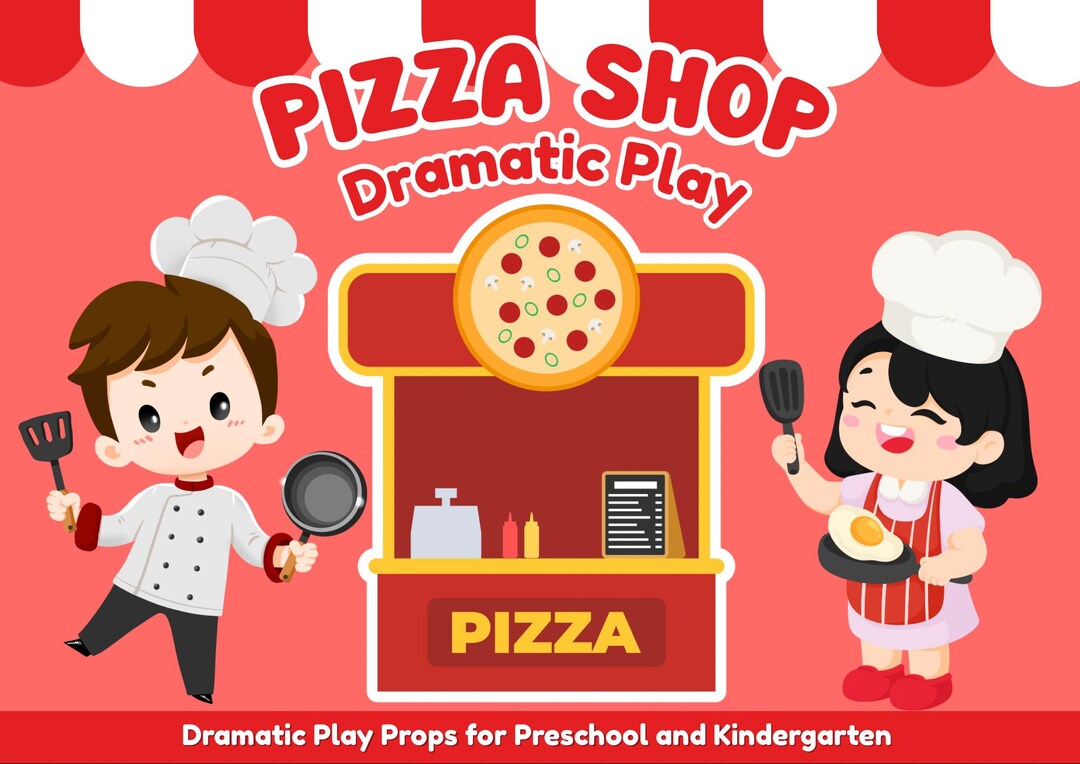 26 Pages - Pizza Shop Pretend Play Set - Kids Dramatic Play Restaurant ...