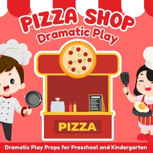26 Pages - Pizza Shop Pretend Play Set - Kids Dramatic Play Restaurant ...