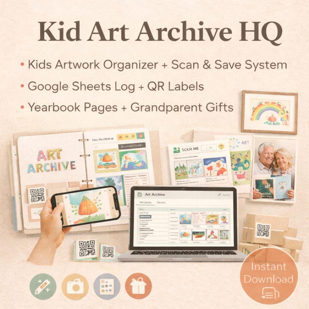 Kid Art Archive HQ | Kids Artwork Organizer + Scan & Save System ...