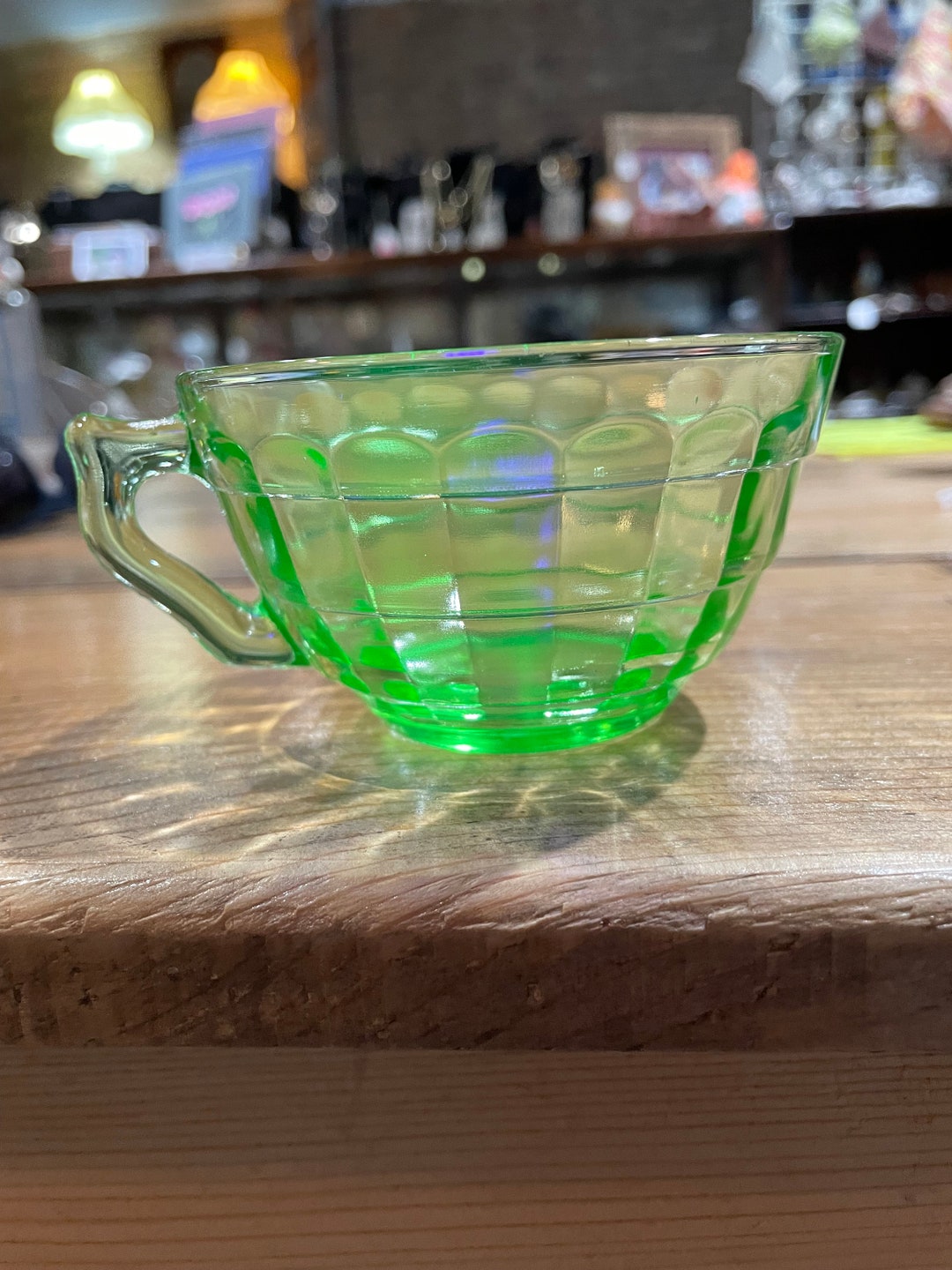 Uranium Glass Block Optic Coffee Cup - Etsy