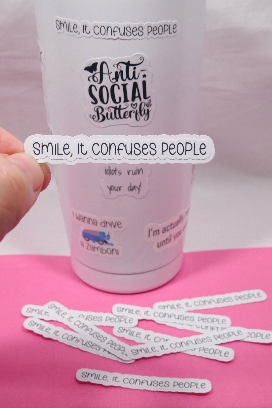 Smile, It Confuses People Sticker for Kindle, Laptop, Water Bottle ...