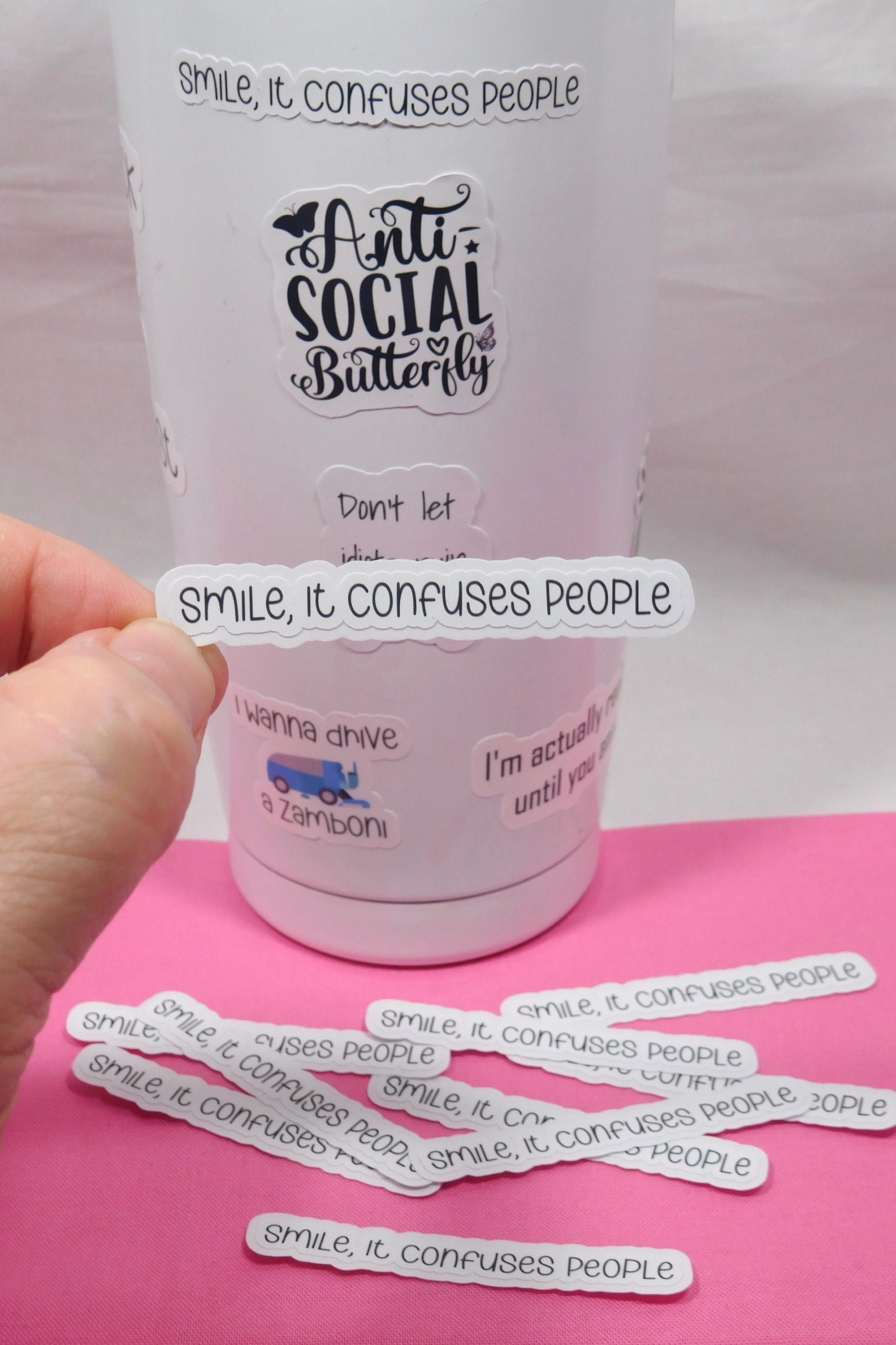 Smile, It Confuses People Sticker for Kindle, Laptop, Water Bottle ...