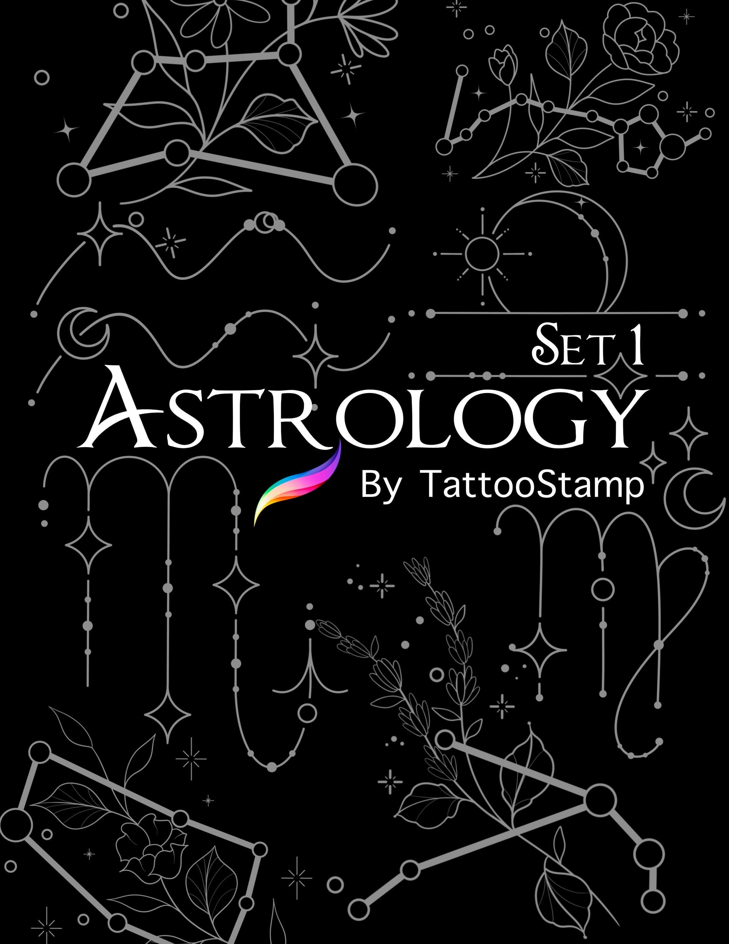 Zodiac Tattoo Procreate Brush Stamp Set: Astrology Constellation ...