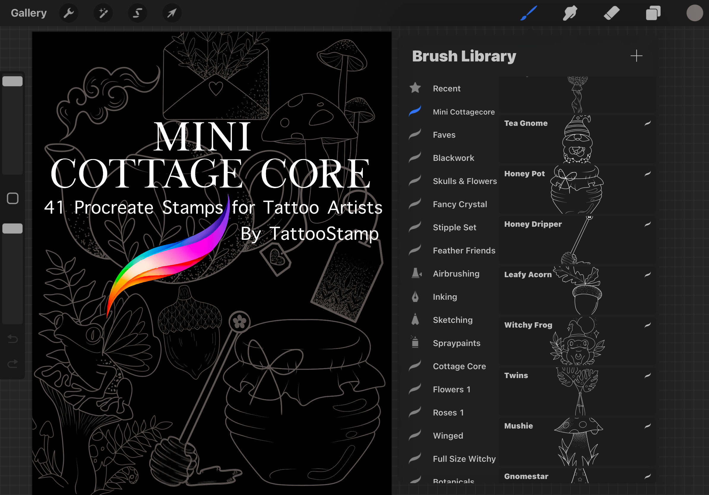 Cottagecore Tattoo Stamps for Procreate Cottage Core Brush - Etsy