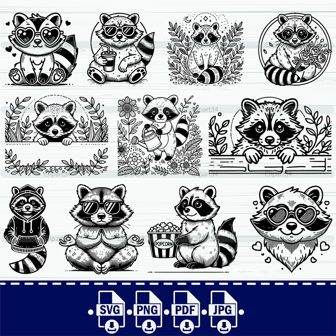 Cute Raccoon SVG Bundle, Raccoon Svg, Raccoon Head Svg, Raccoon Png ...