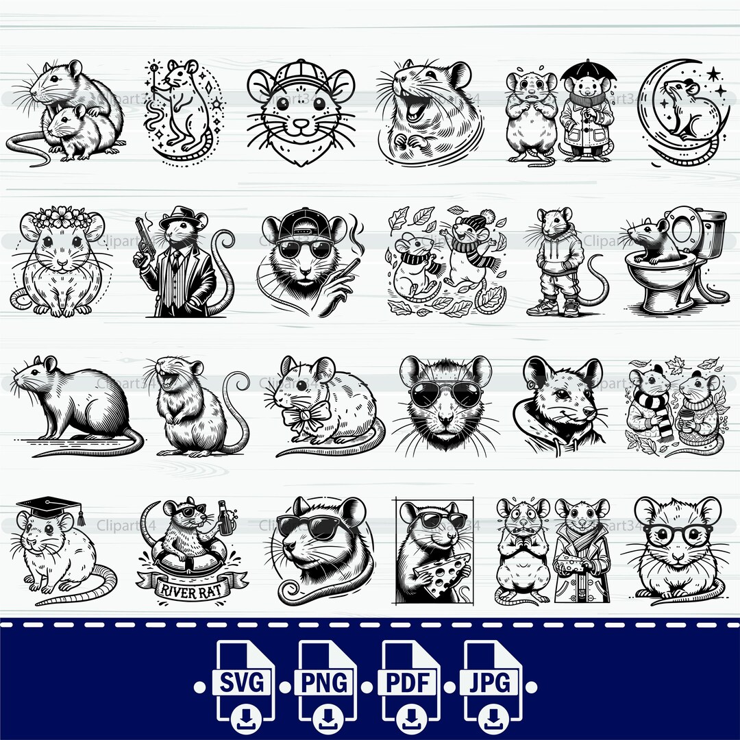 Rat SVG, Rats SVG, Mouse Cricut, Rat Clipart, Rat Silhouette, Rats Clip ...