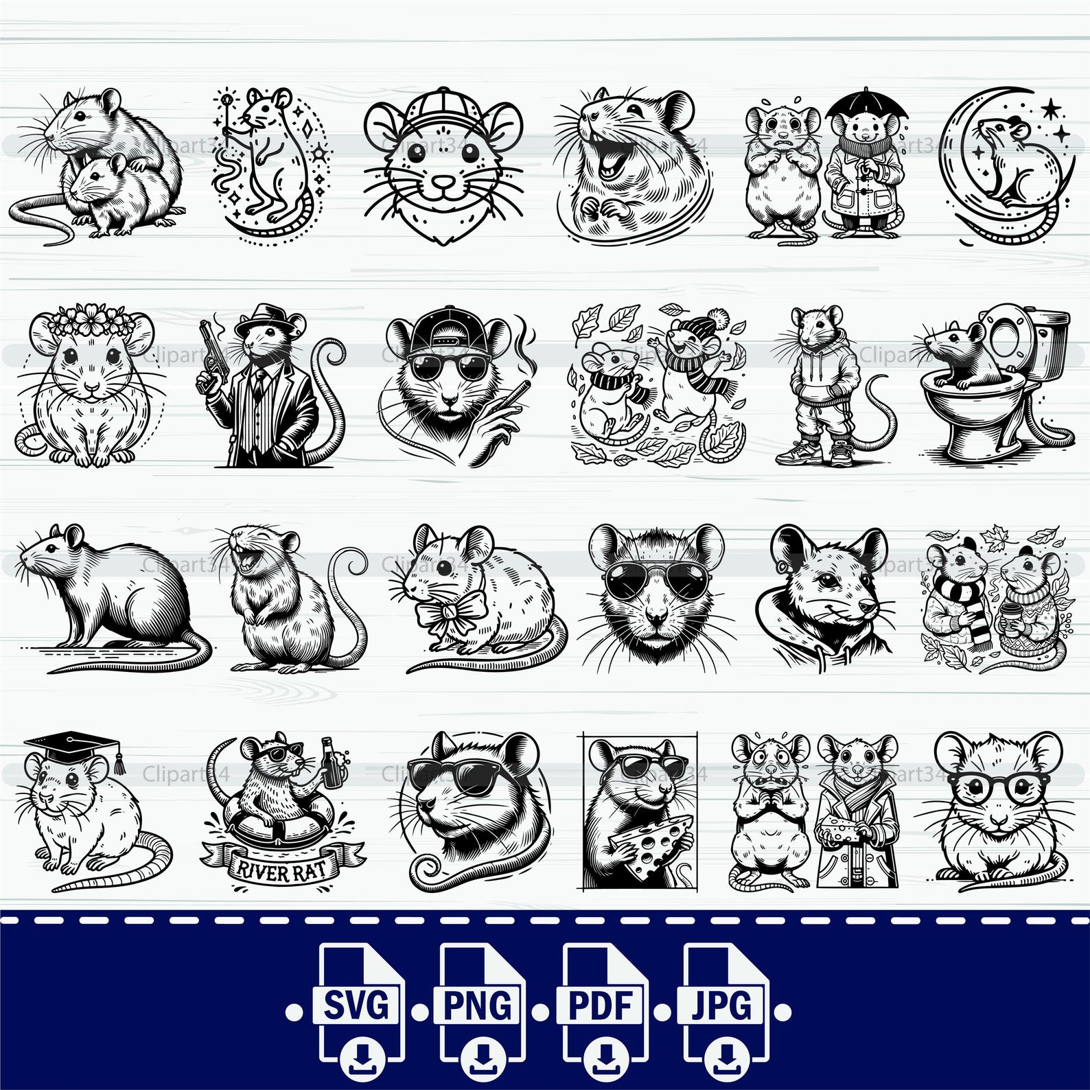 Rat SVG, Rats SVG, Mouse Cricut, Rat Clipart, Rat Silhouette, Rats Clip ...