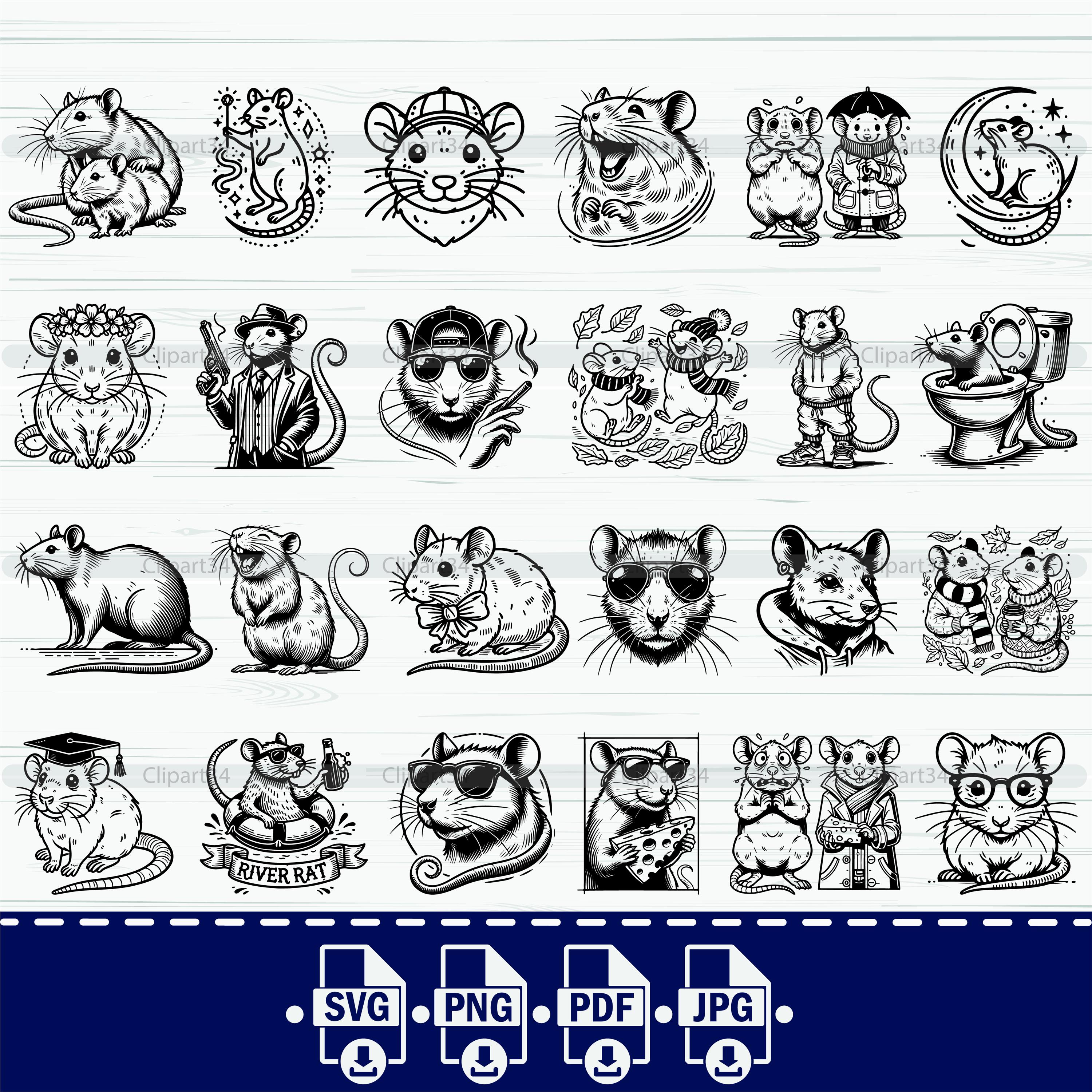 Rat SVG, Rats SVG, Mouse Cricut, Rat Clipart, Rat Silhouette, Rats Clip ...
