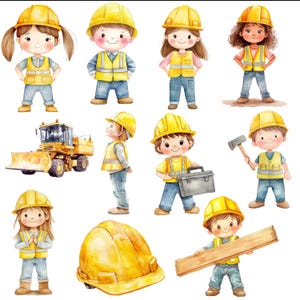 Construction Party Clipart Set, Kids Birthday PNG Graphics - Etsy