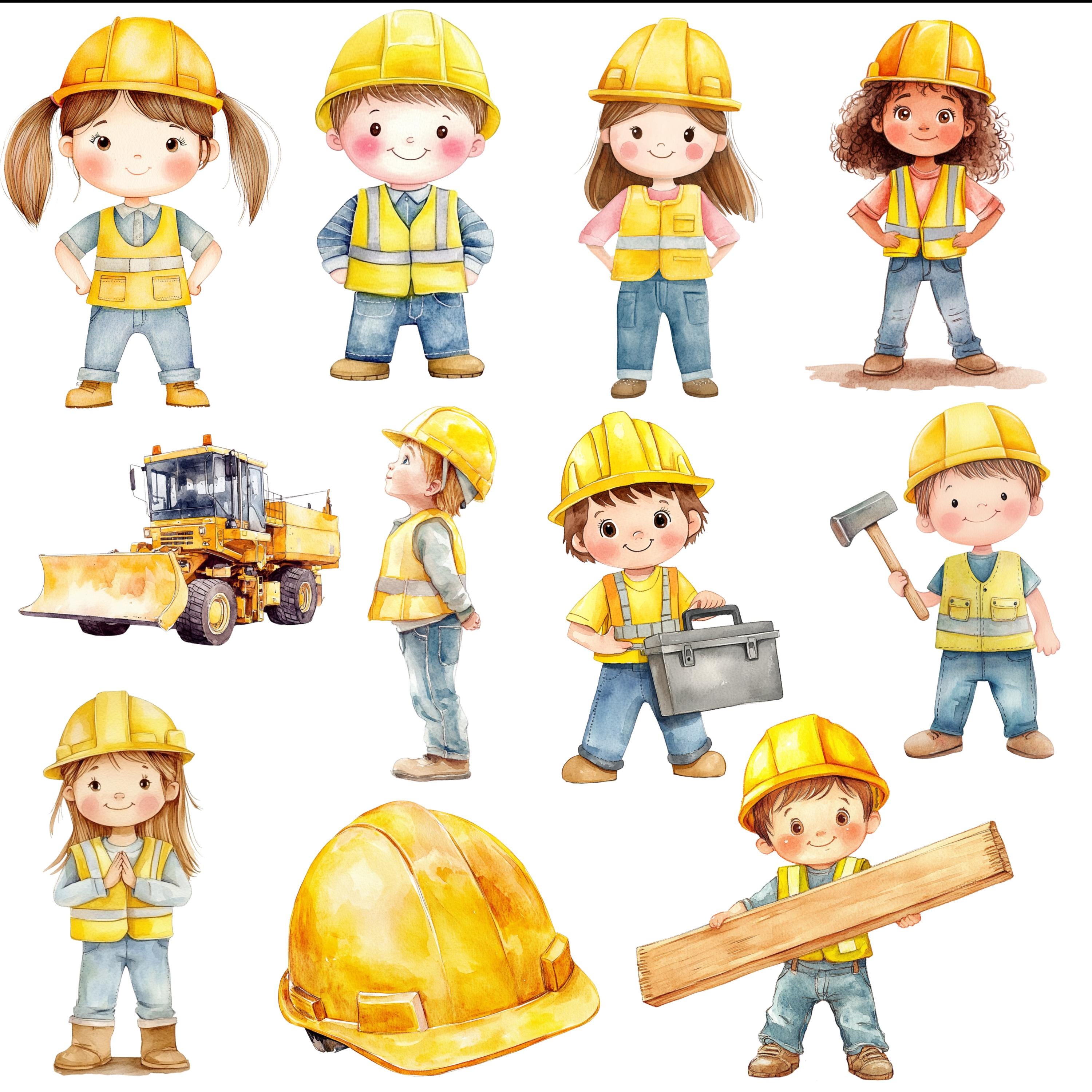 Construction Party Clipart Set, Kids Birthday PNG Graphics - Etsy
