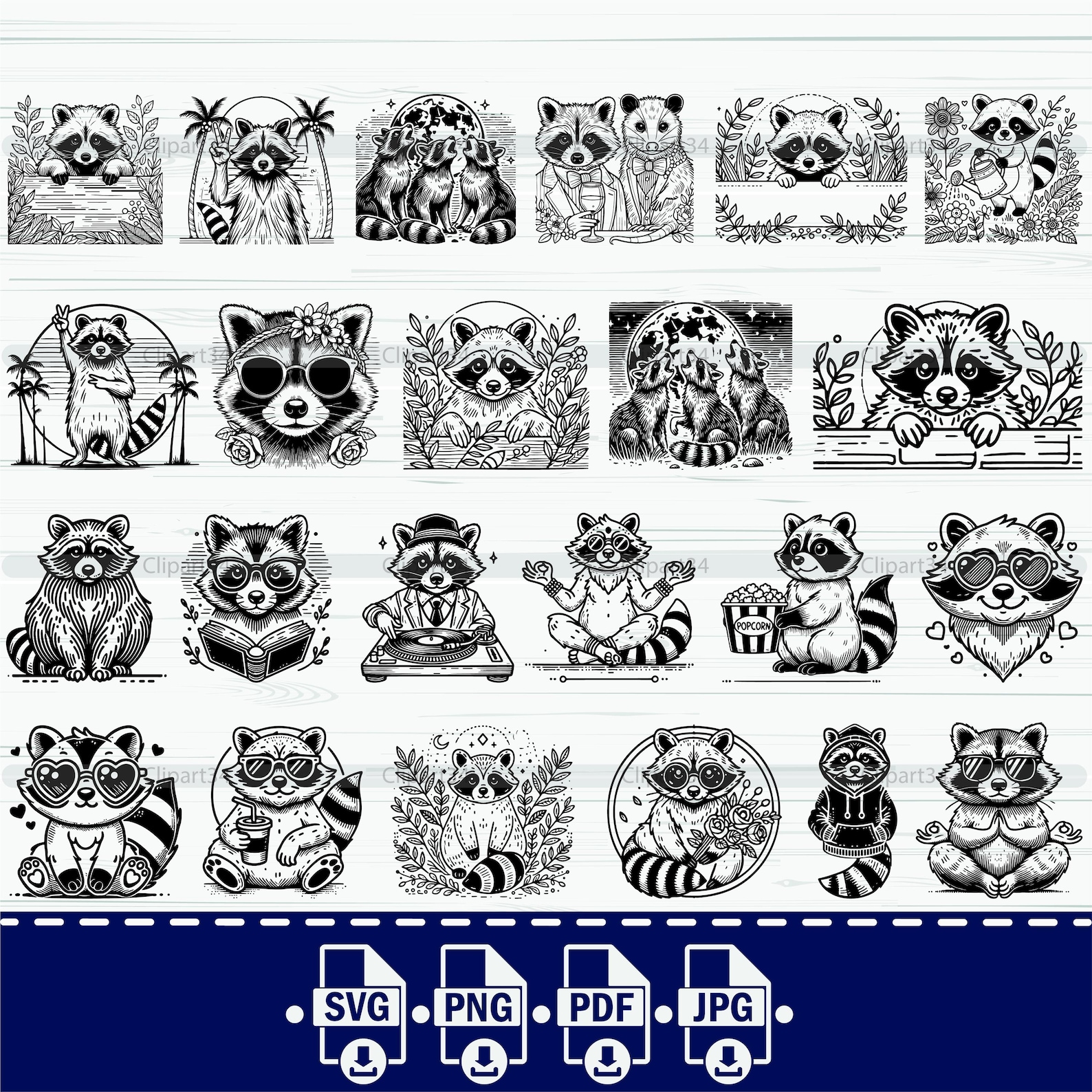 Cute Raccoon SVG Bundle, Raccoon Svg, Raccoon Head Svg, Raccoon Png ...