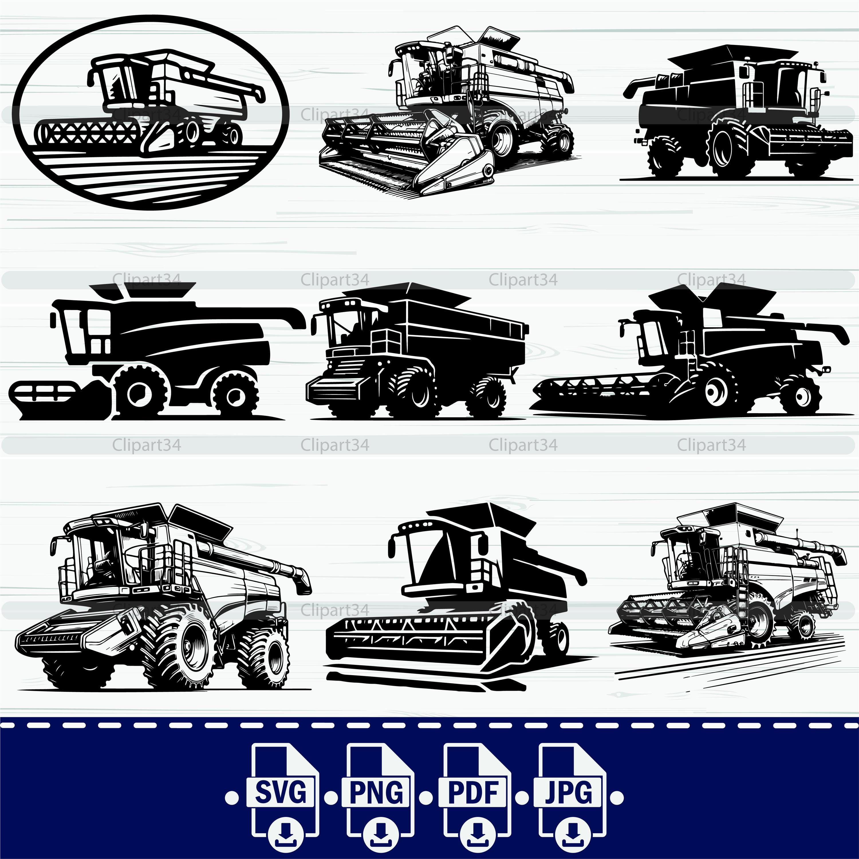 Combine Harvester SVG Bundle: Farming Machine Clipart (digital Download ...