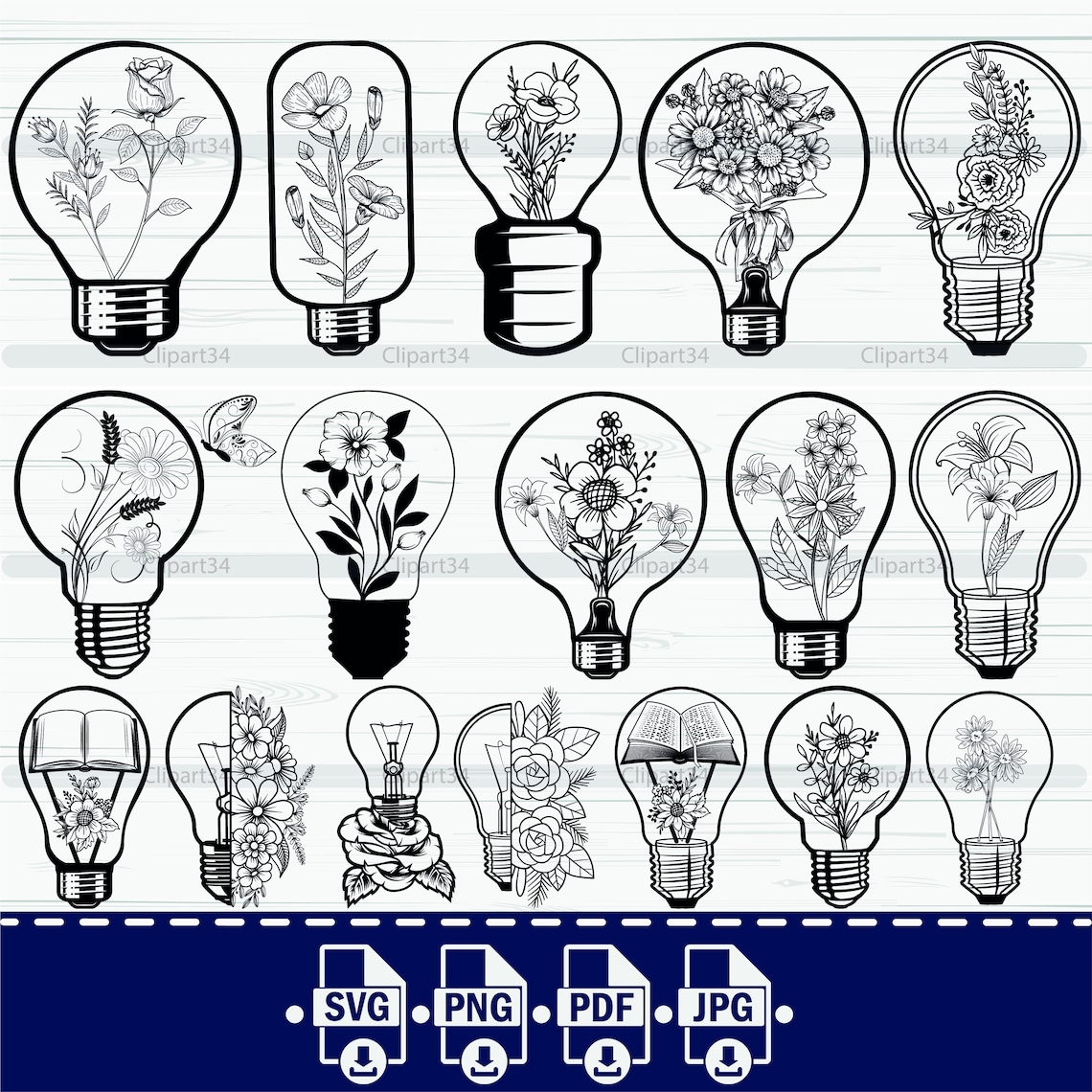 Light Bulb SVG, Flowers SVG Cut File, Cracked Bulb Svg, Floral Light ...
