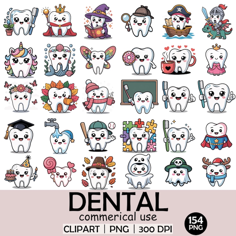 Tooth Dental Care Cartoons - Etsy