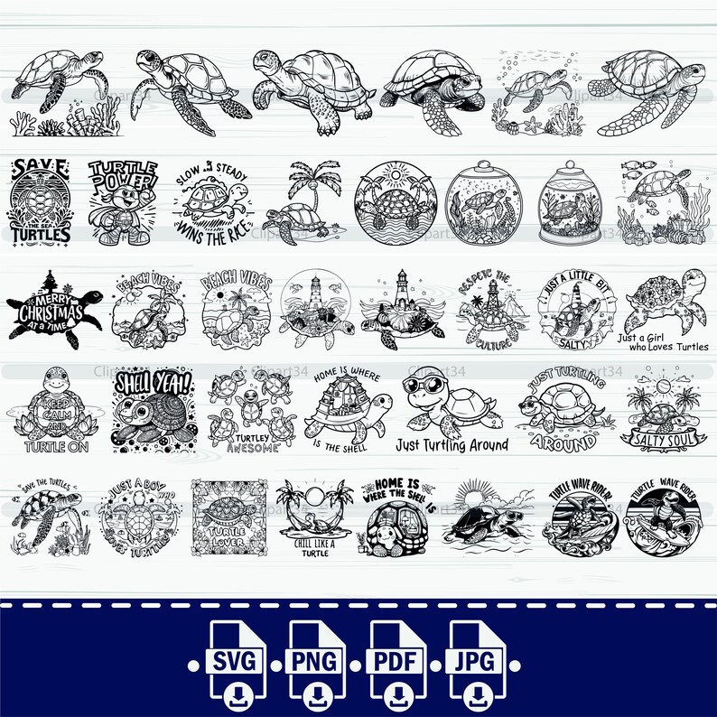 Turtle Svg Cut File for Cricut, Sea Turtle Clipart, Turtle Vector ...