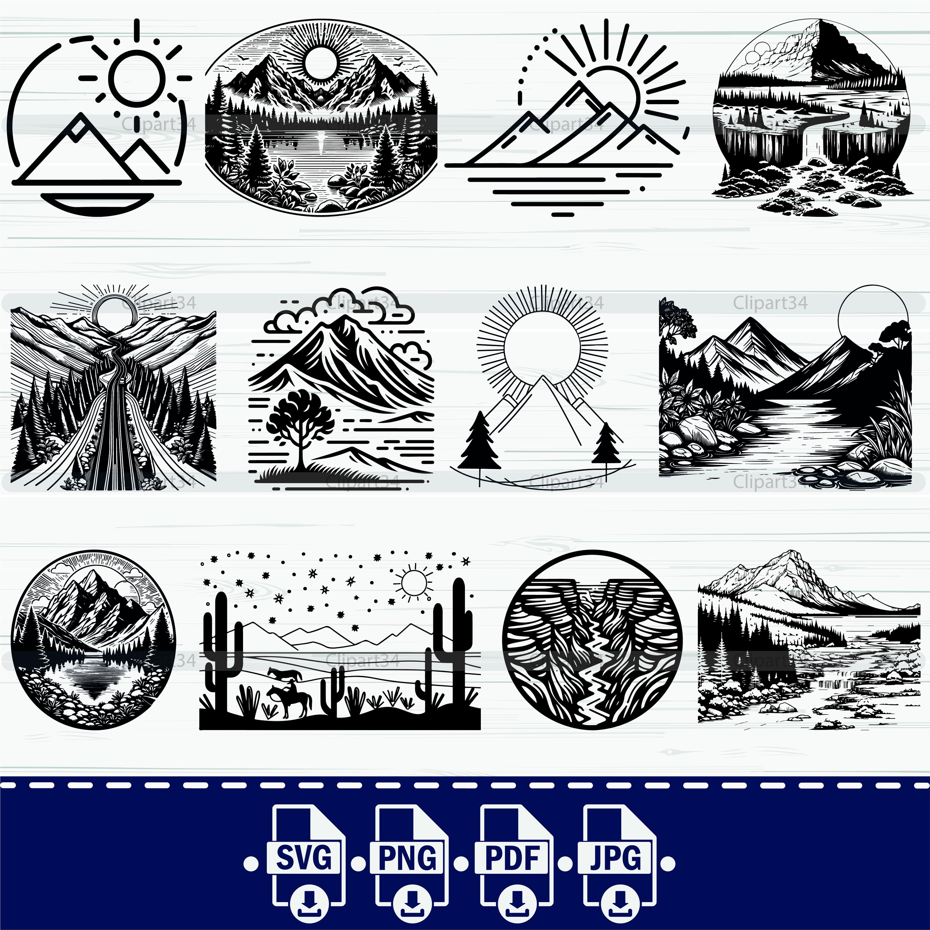 Mountains Svg, Mountain Cut File, Forest Svg, Explore Svg, Mountain ...