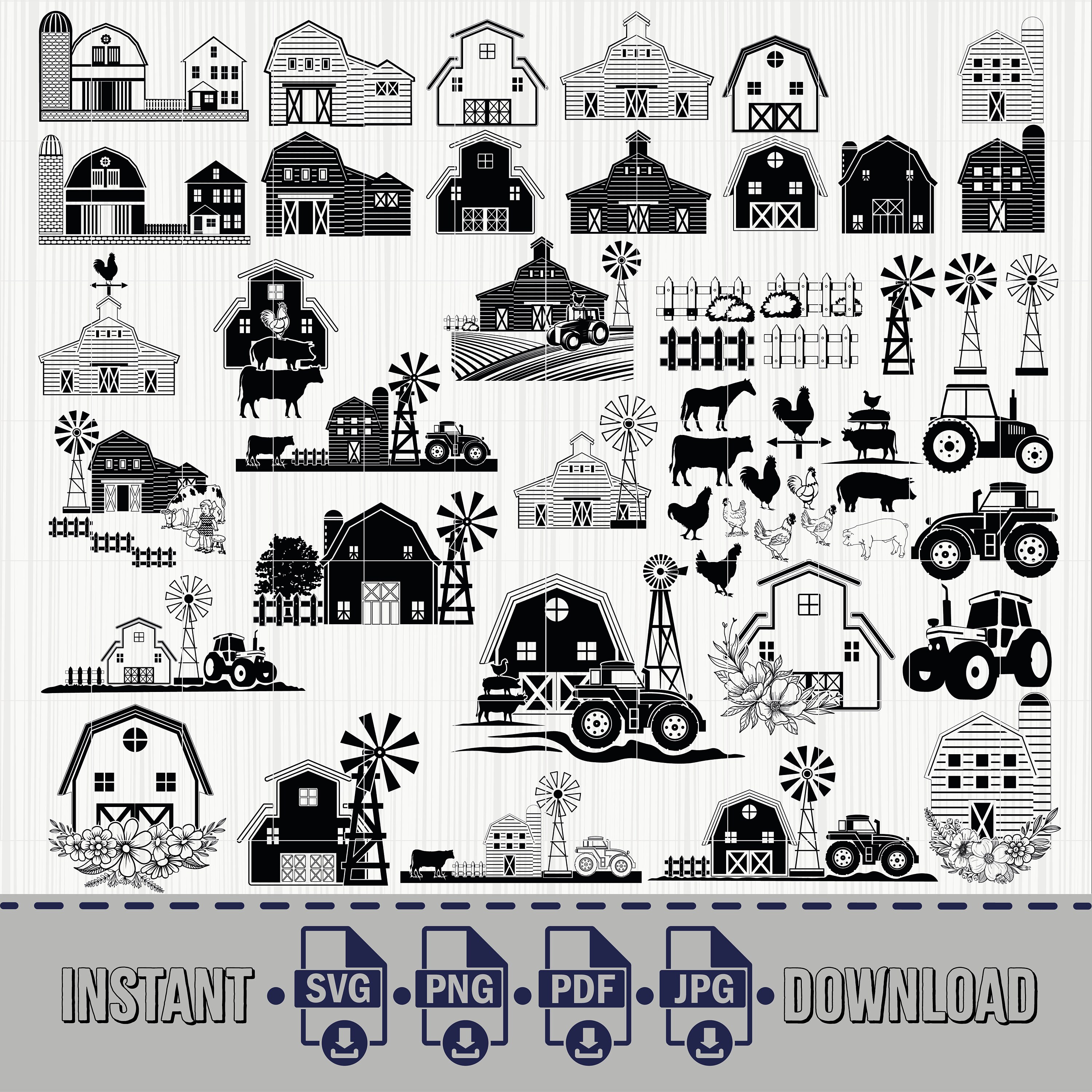 Floral Barn SVG File, Barn With Flowers Svg, Farmhouse Svg File, Farm ...