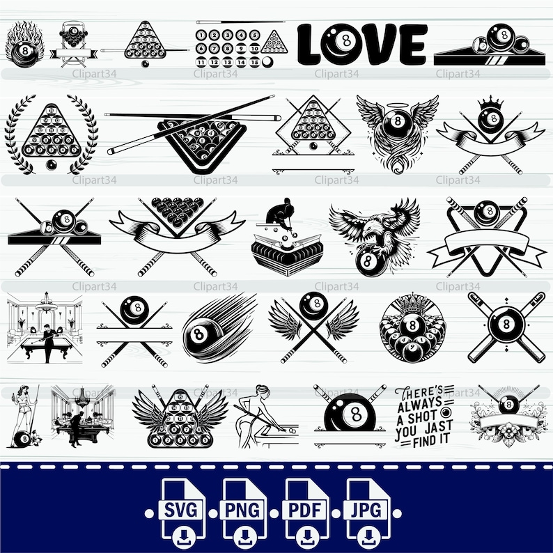 Billiards SVG Bundle: Snooker & Pool Clipart (digital Download) - Etsy