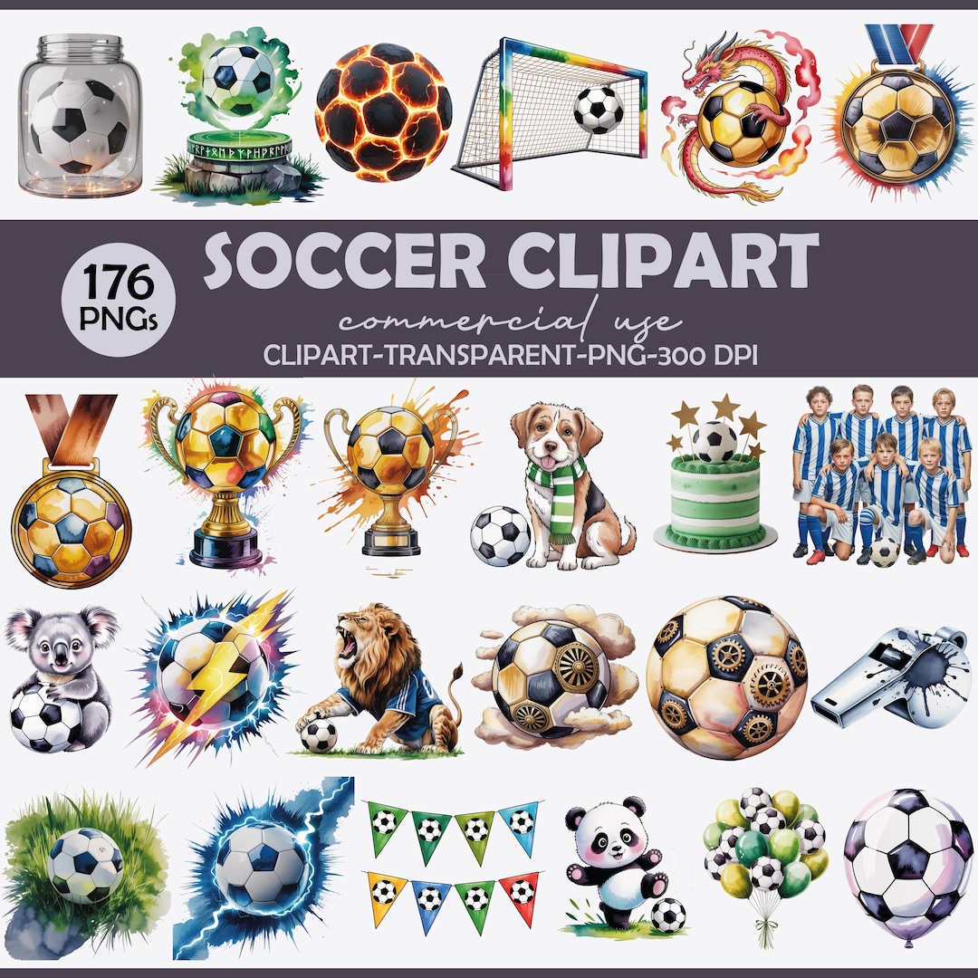 Watercolor Soccer Clipart Bundle: Sports PNG Art (digital Download) - Etsy