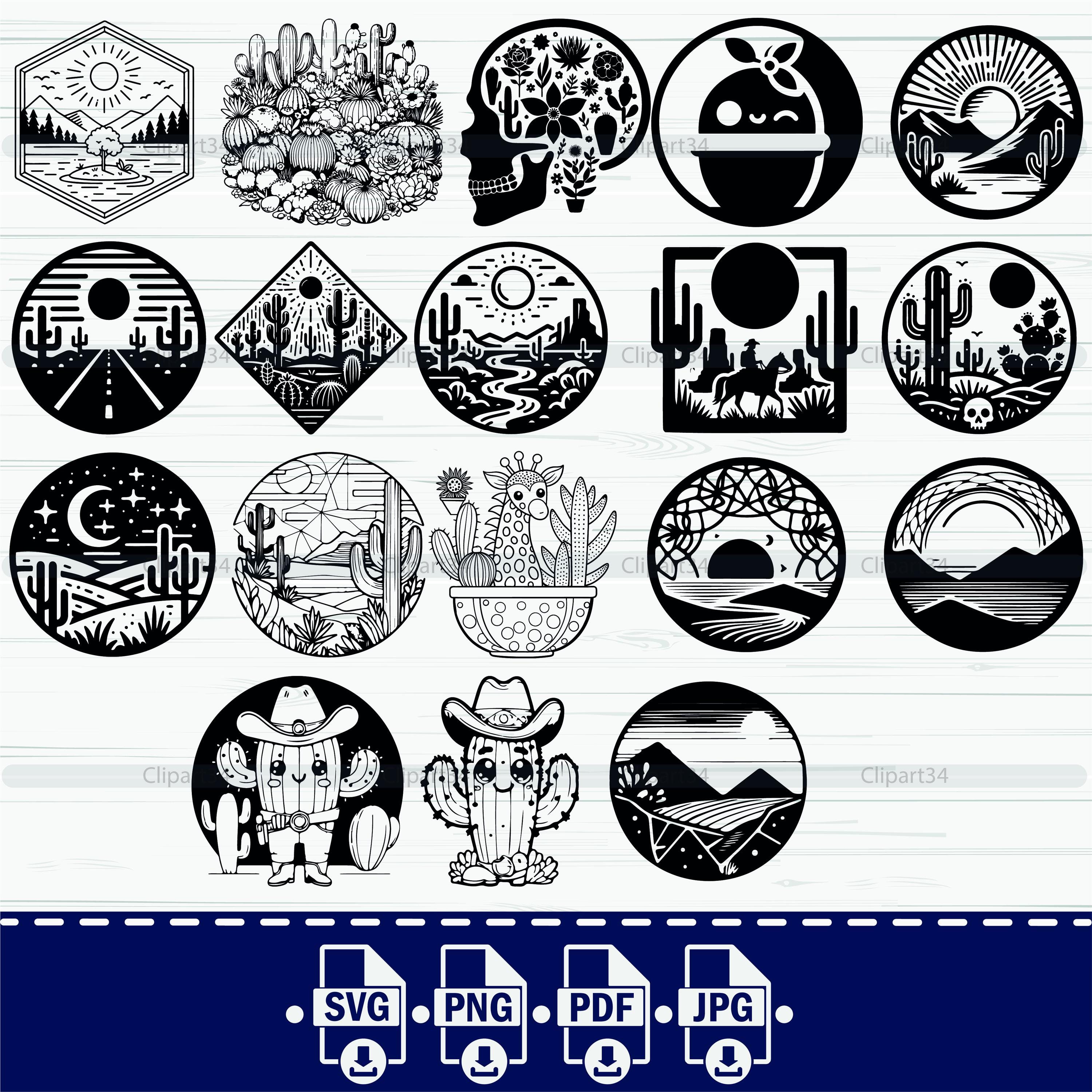 Cactus Svg, Cactus Scene Svg Bundle Desert Landscape Svg, Cactus Cut ...