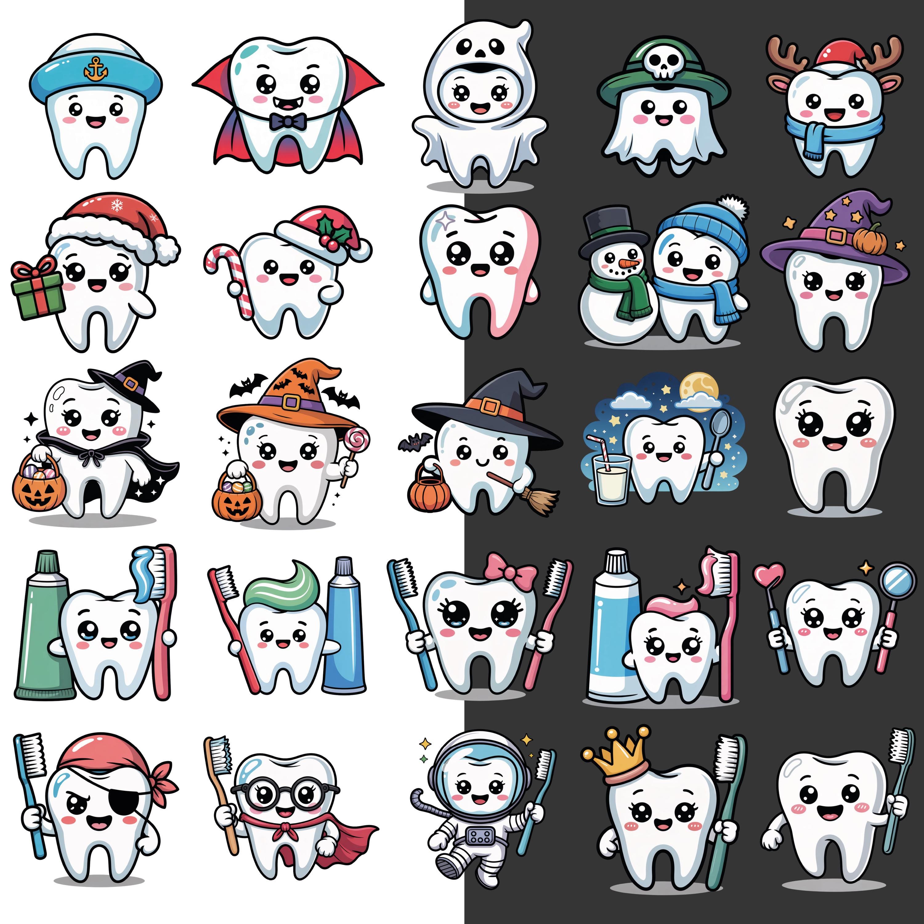 Cute Tooth Clipart Bundle, Dentist Office Decor (digital Download) - Etsy