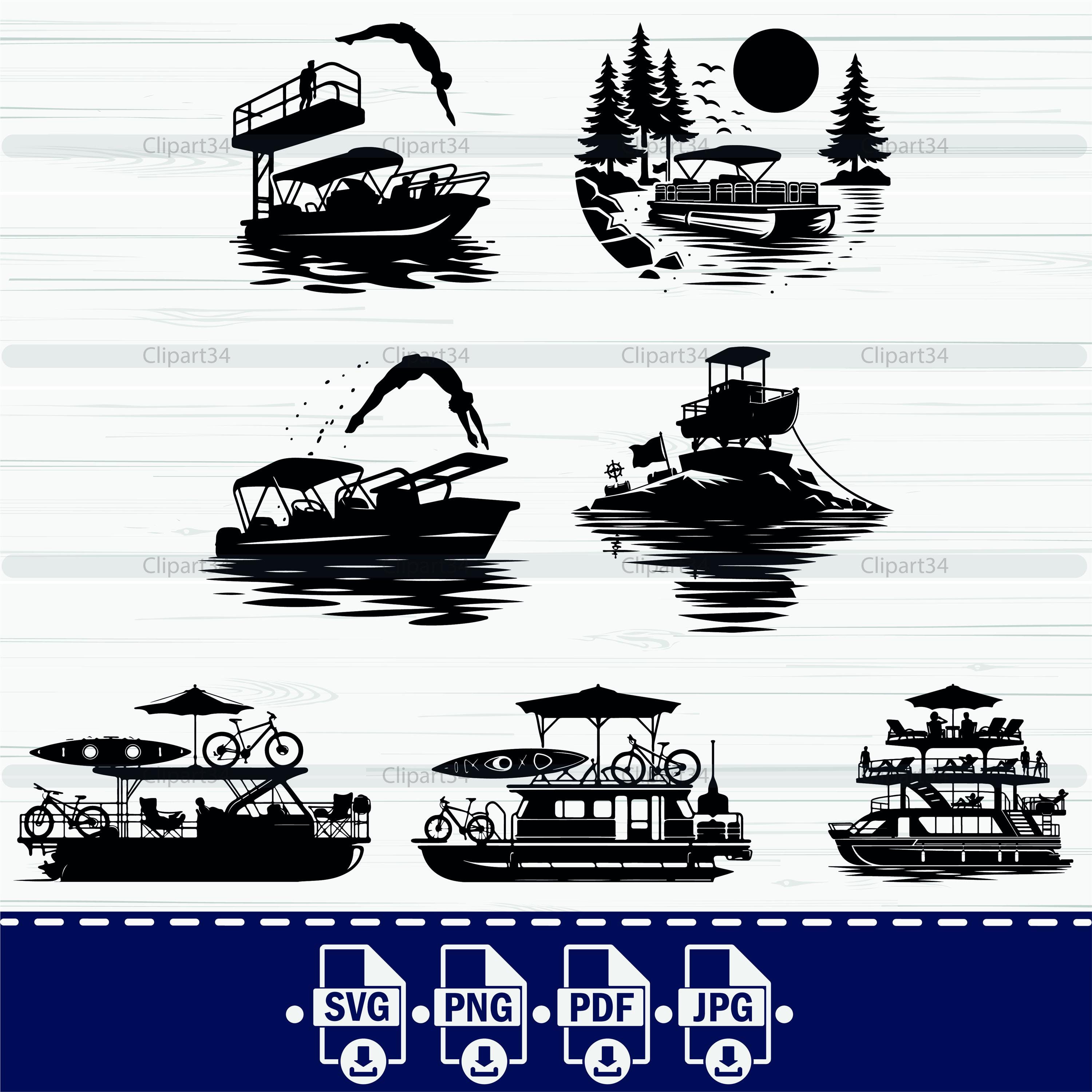 Pontoon Boat SVG Bundle: Clipart, Vector Graphics (digital Download) - Etsy