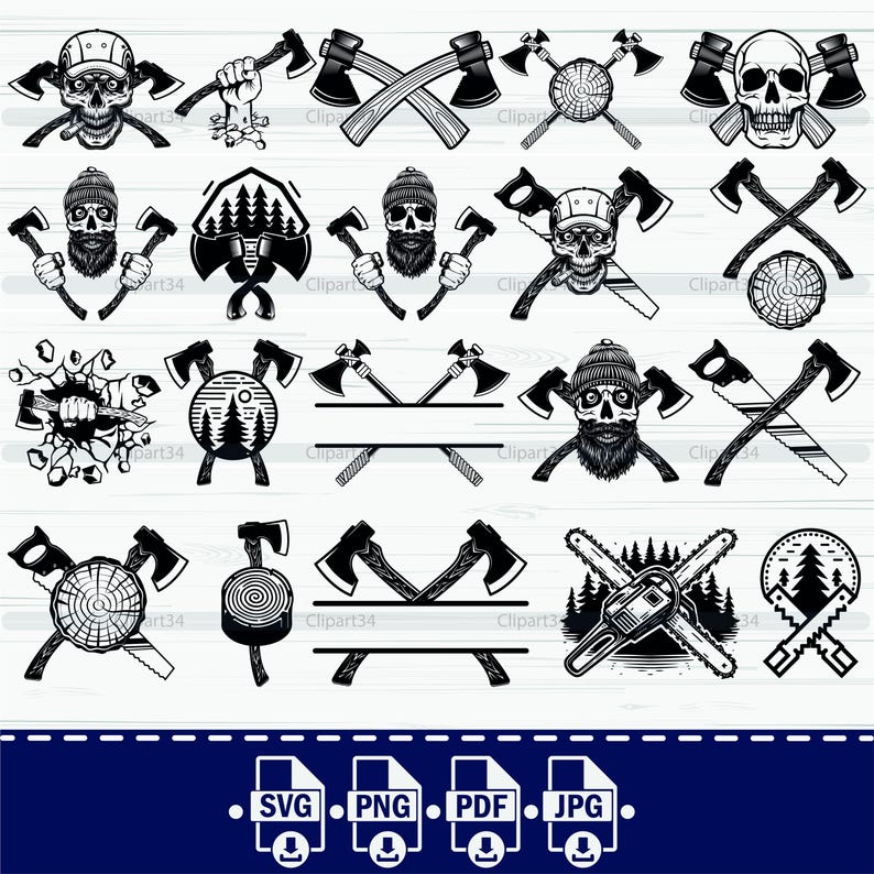 Lumberjack Svg Bundle, Axe Svg, Wood Cutter Svg, Chainsaw Svg, Logging ...