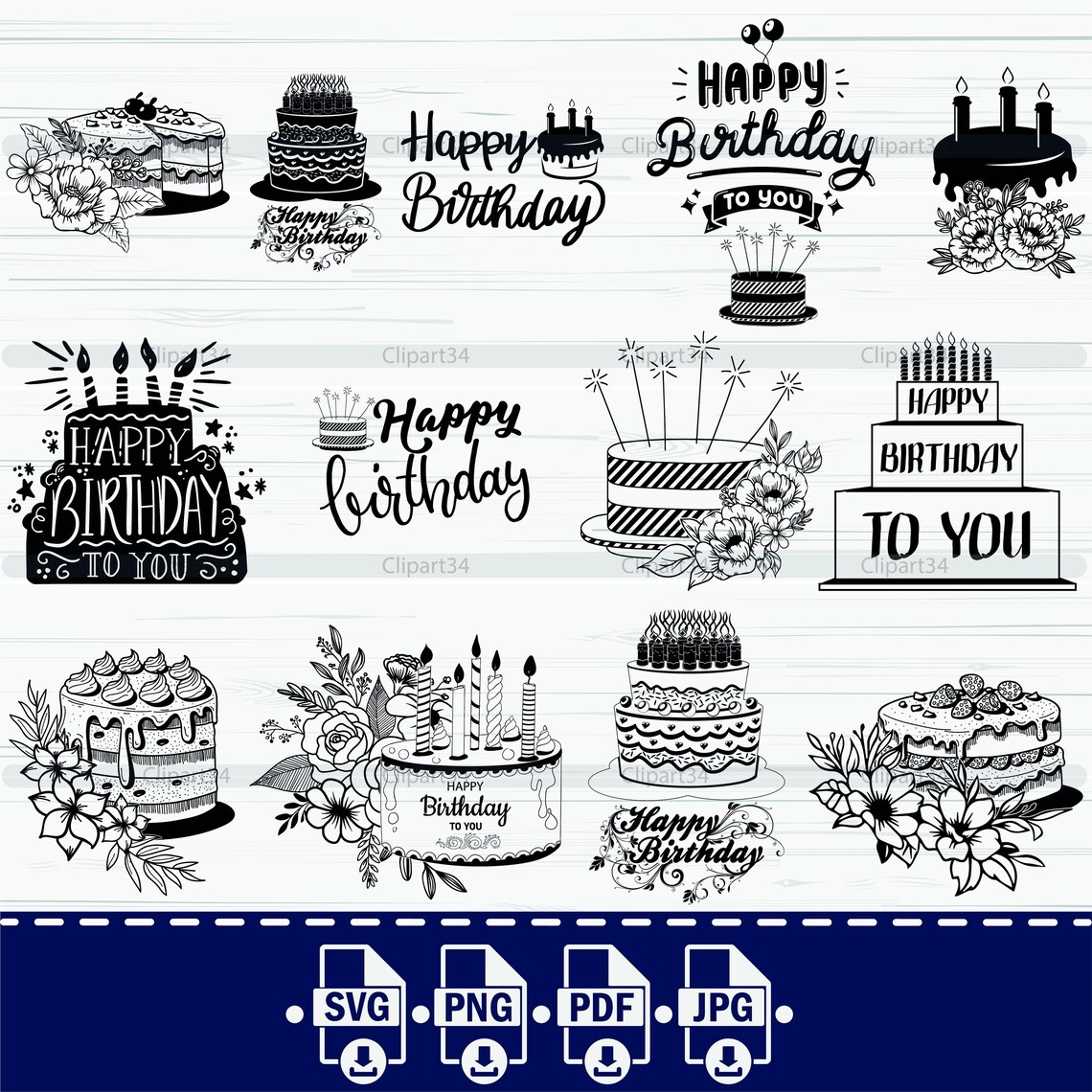 Birthday Cake SVG, Happy Birthday Svg Cut File, Birthday Party Svg ...