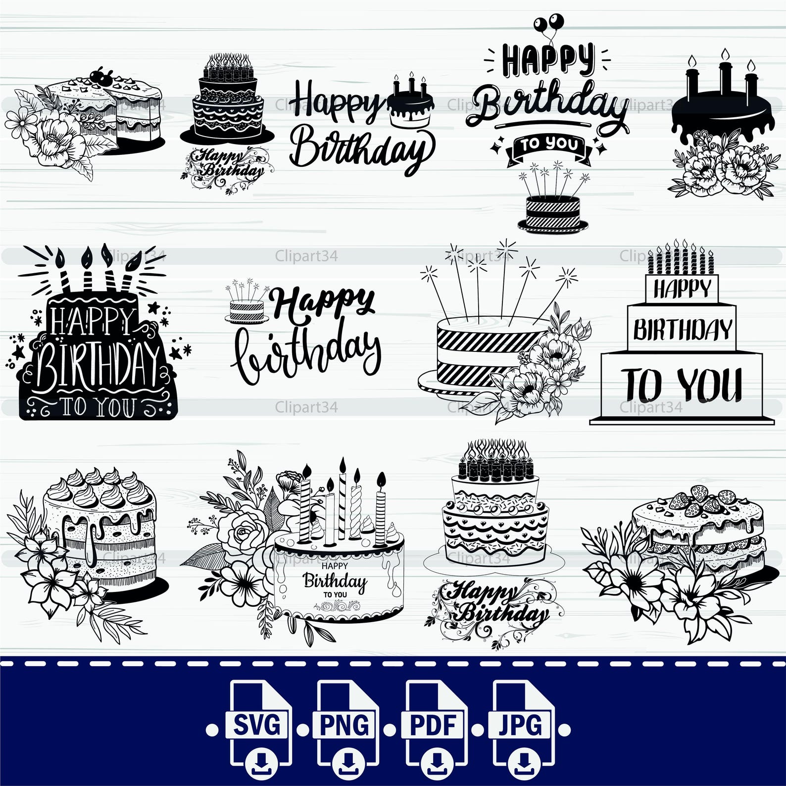 Birthday Cake SVG, Happy Birthday Svg Cut File, Birthday Party Svg ...