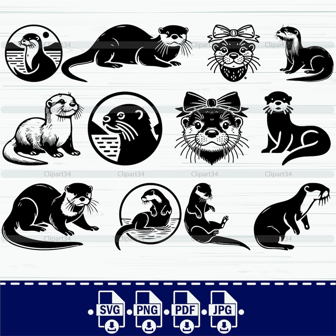 Otter Svg Png Bundle, Otter Svg, Otter Clipart Png, Otter Silhouette ...