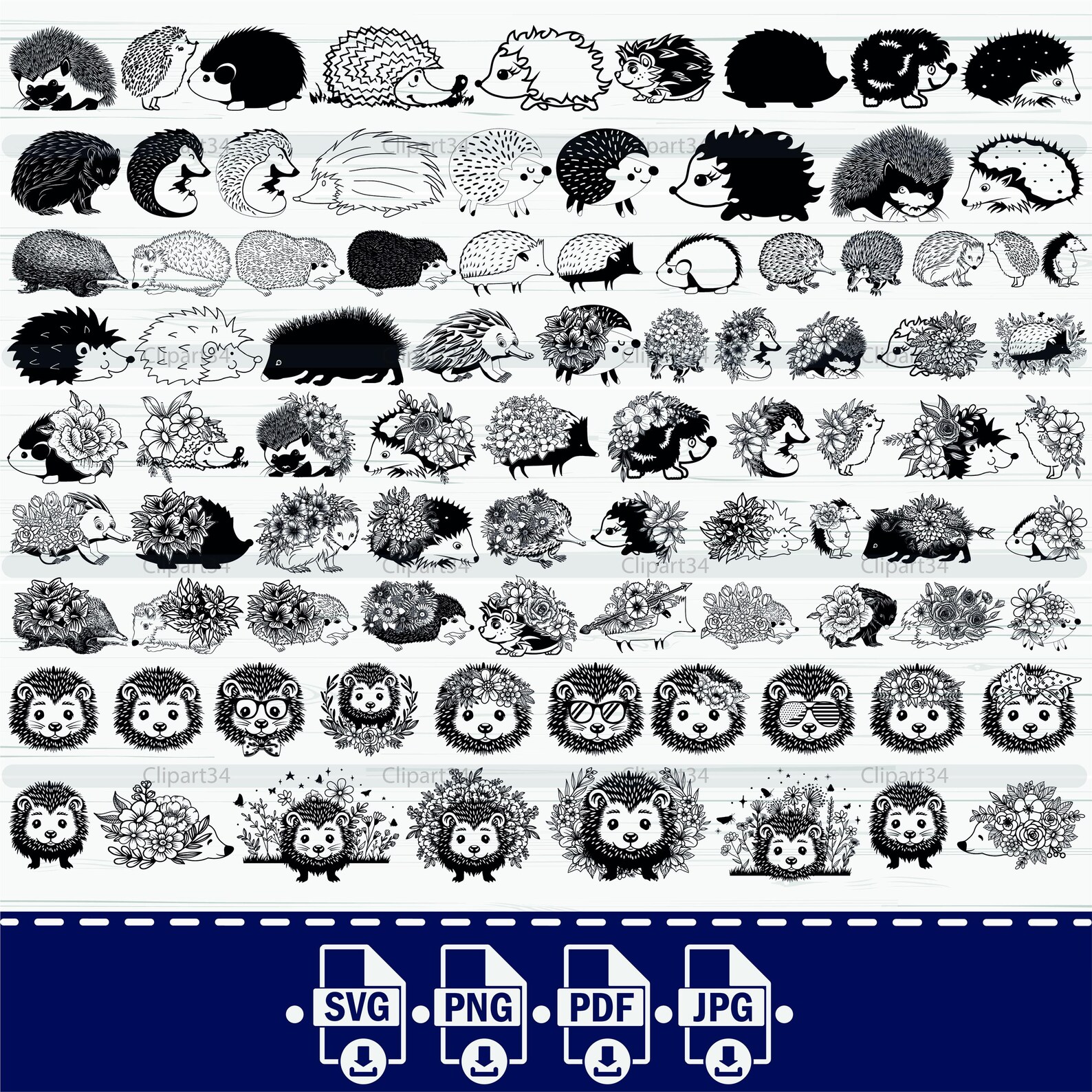 Hedgehog SVG File, Floral Hedgehog Svg, Hedgehog Flowers Svg, Hedgehog ...