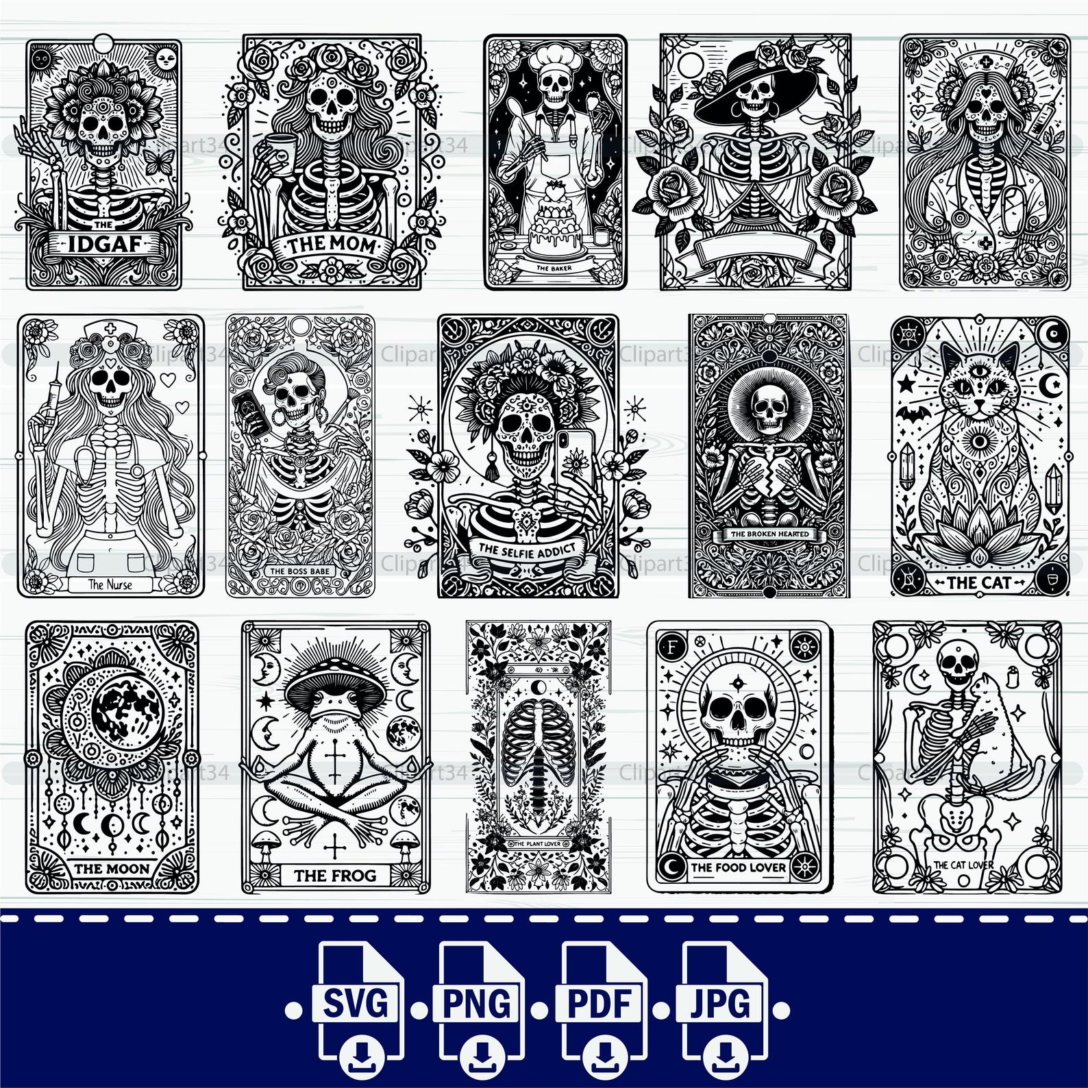 Tarot Card SVG PNG Bundle T-shirt Png, Funny Tarot Card Svg, Tarot ...