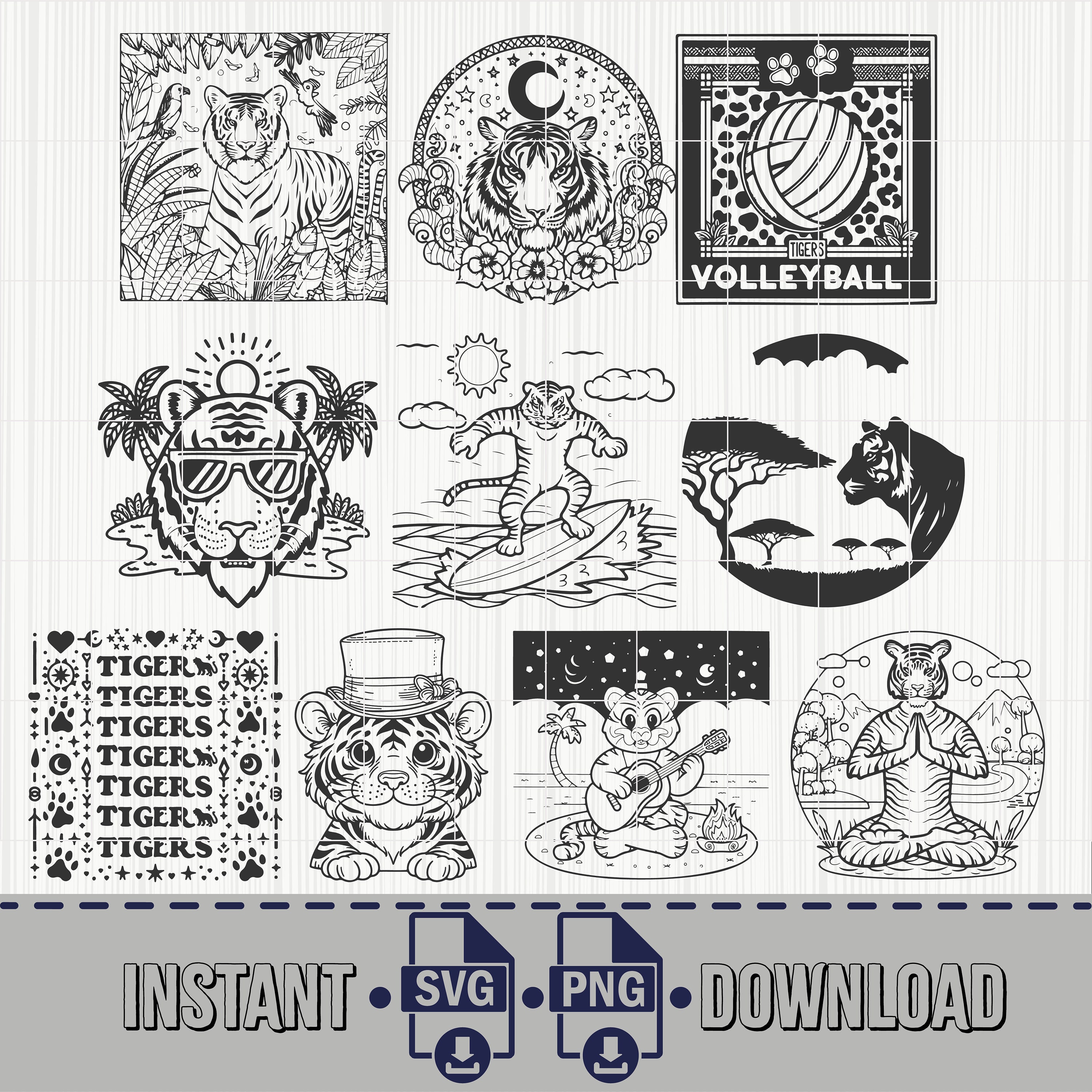 Tiger SVG File, Tiger With Flowers SVG, Floral Tigers Svg, Tiger Cut ...