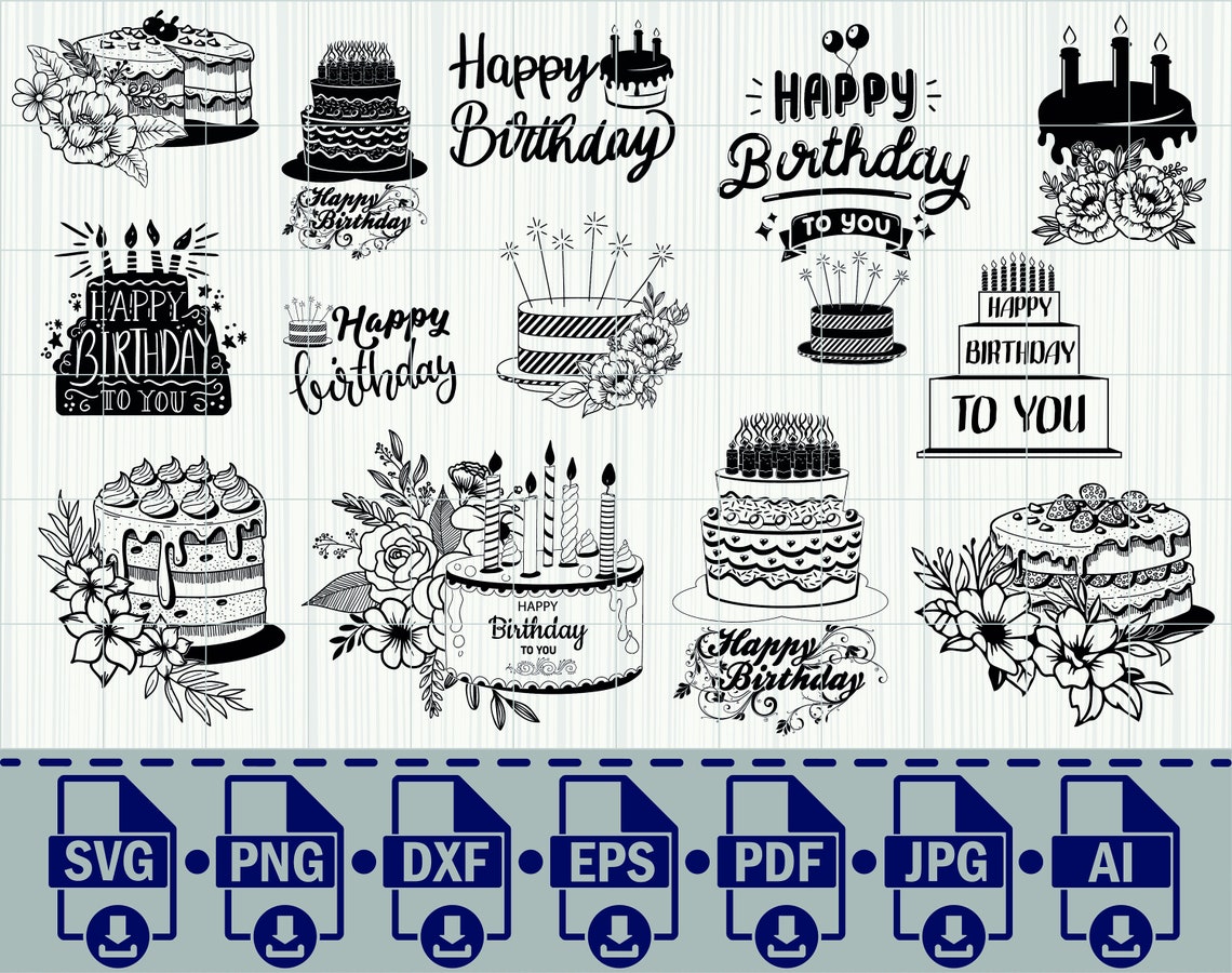 Birthday Cake SVG, Happy Birthday Svg Cut File, Birthday Party Svg ...