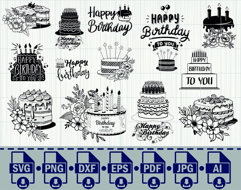 Birthday Cake SVG, Happy Birthday Svg Cut File, Birthday Party Svg ...
