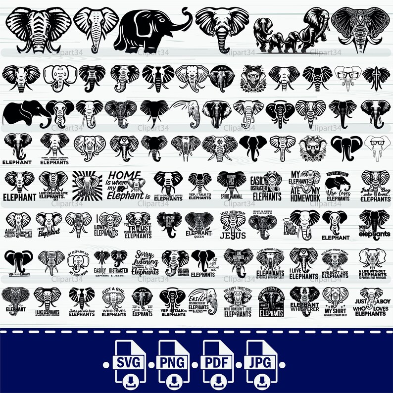 Elephant SVG File, Elephant Cut File for Cricut, Elephant Clipart ...