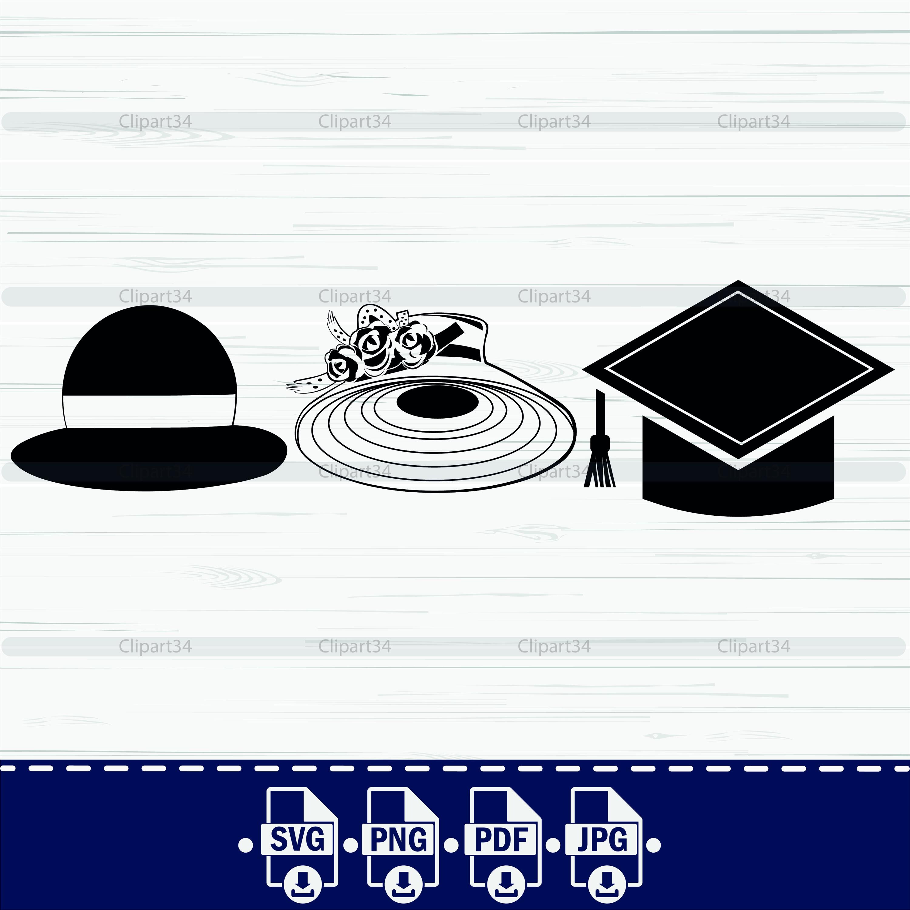 Hat SVG Clipart Bundle: Cowboy, Witch, Fedora & More (digital Download ...