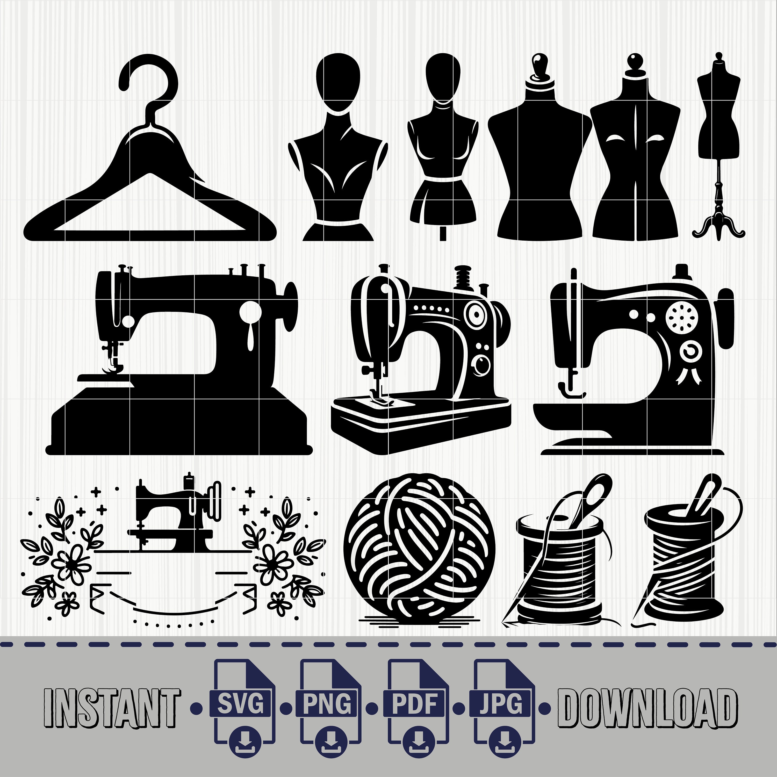 Floral Sewing Svg Clipart, Sewing Machine Svg, Thread Svg, Sewing PNG SVG Cut Files for Cricut ...