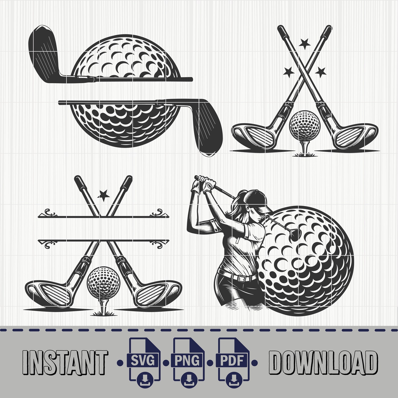 Golf Svg Bundle, Golf Monogram Svg, Split Monogram Svg, Golf Name Frame ...