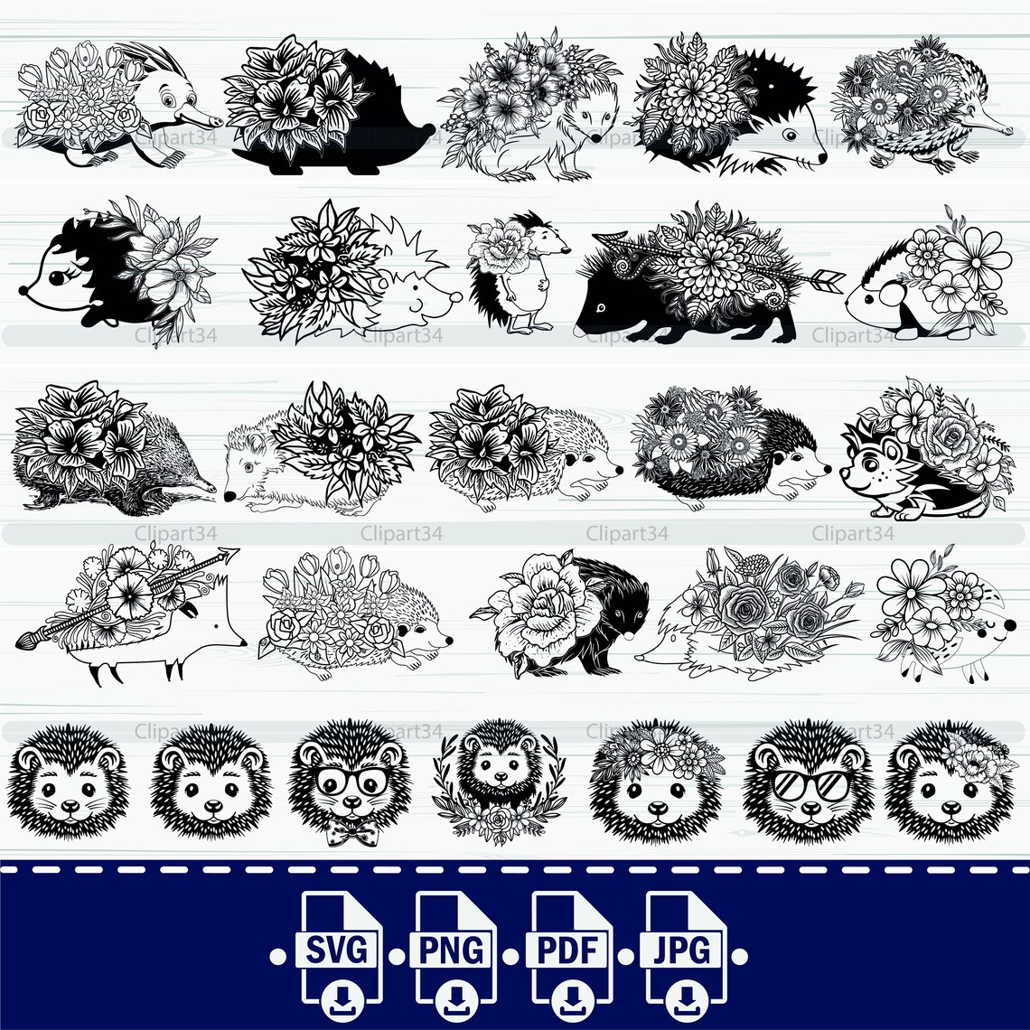 Hedgehog SVG File, Floral Hedgehog Svg, Hedgehog Flowers Svg, Hedgehog ...