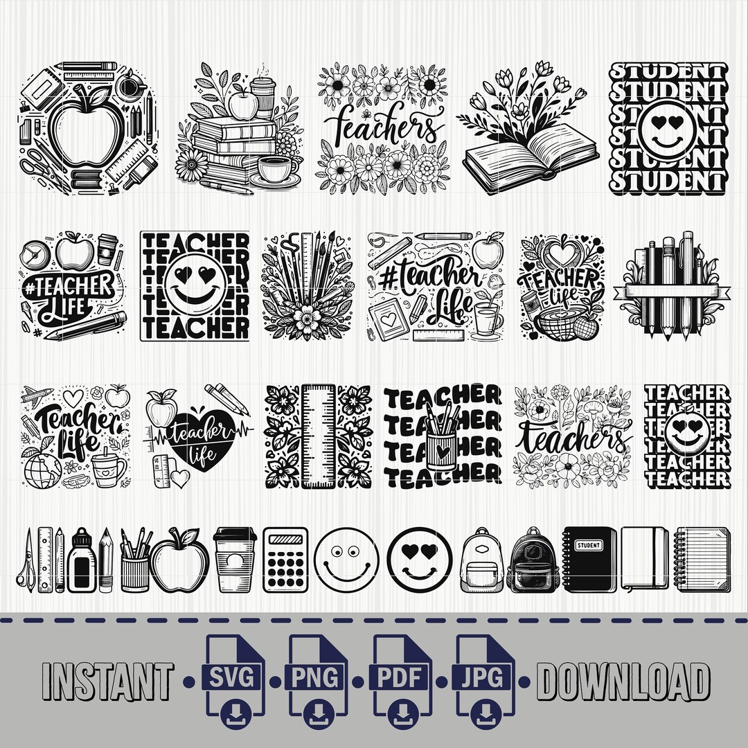 Teacher Svg, Teacher Monogram Svg, Teacher Split Monogram Svg, School ...