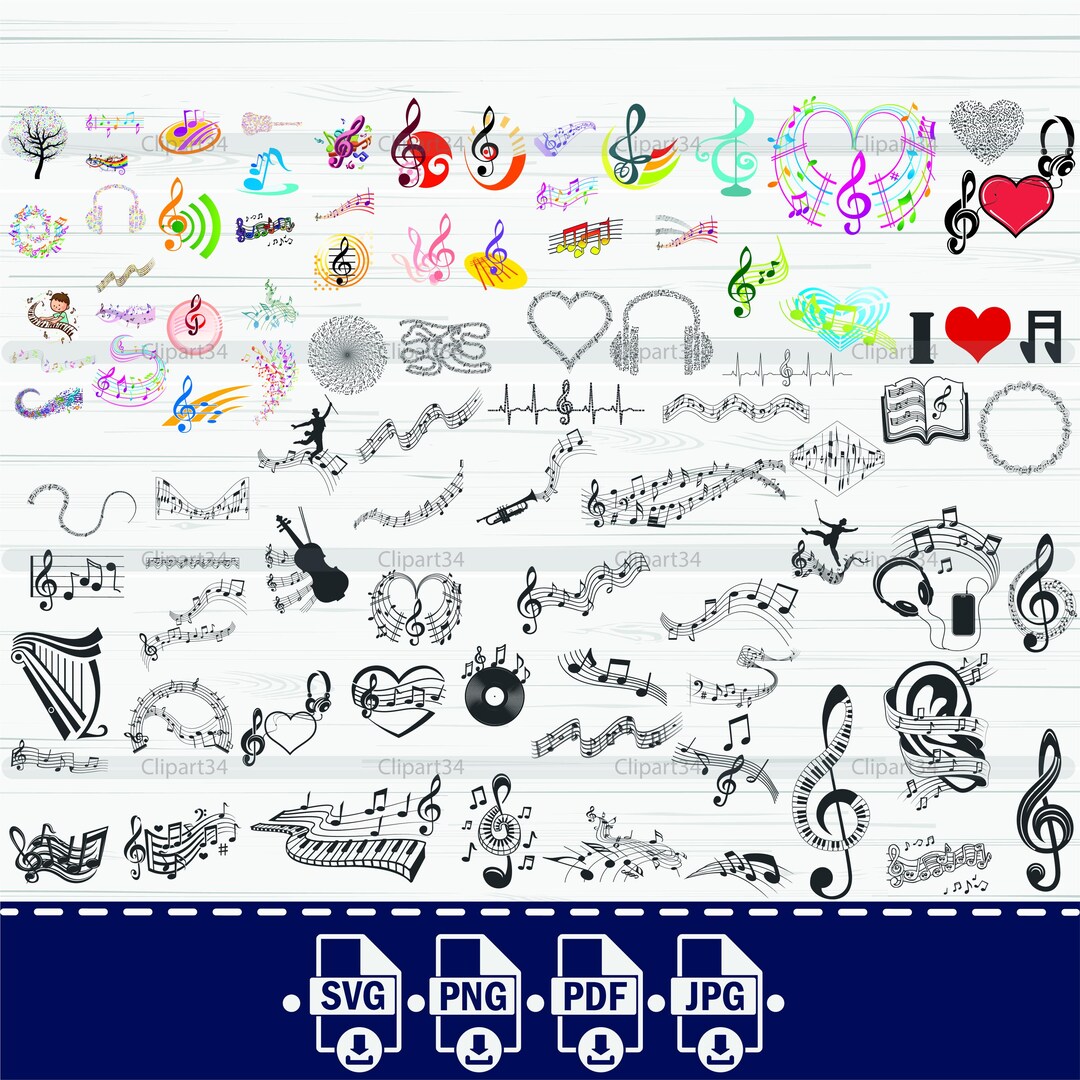 Music Notes SVG Musical Notes Clipart Music Lover Svg Files for Cricut ...