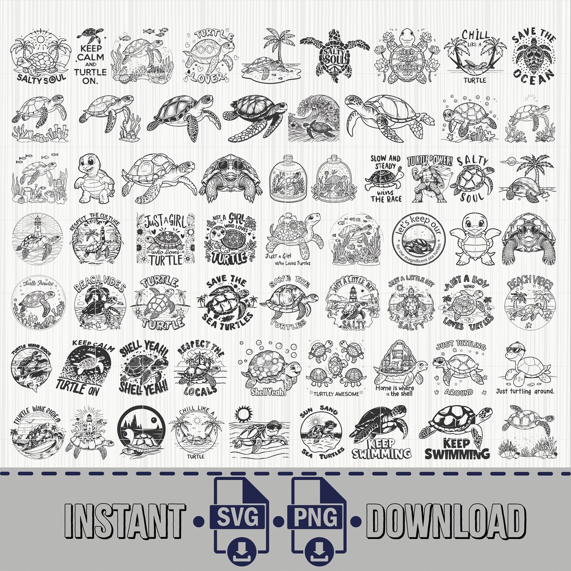 Turtle Svg Cut File for Cricut, Sea Turtle Clipart, Turtle Vector ...